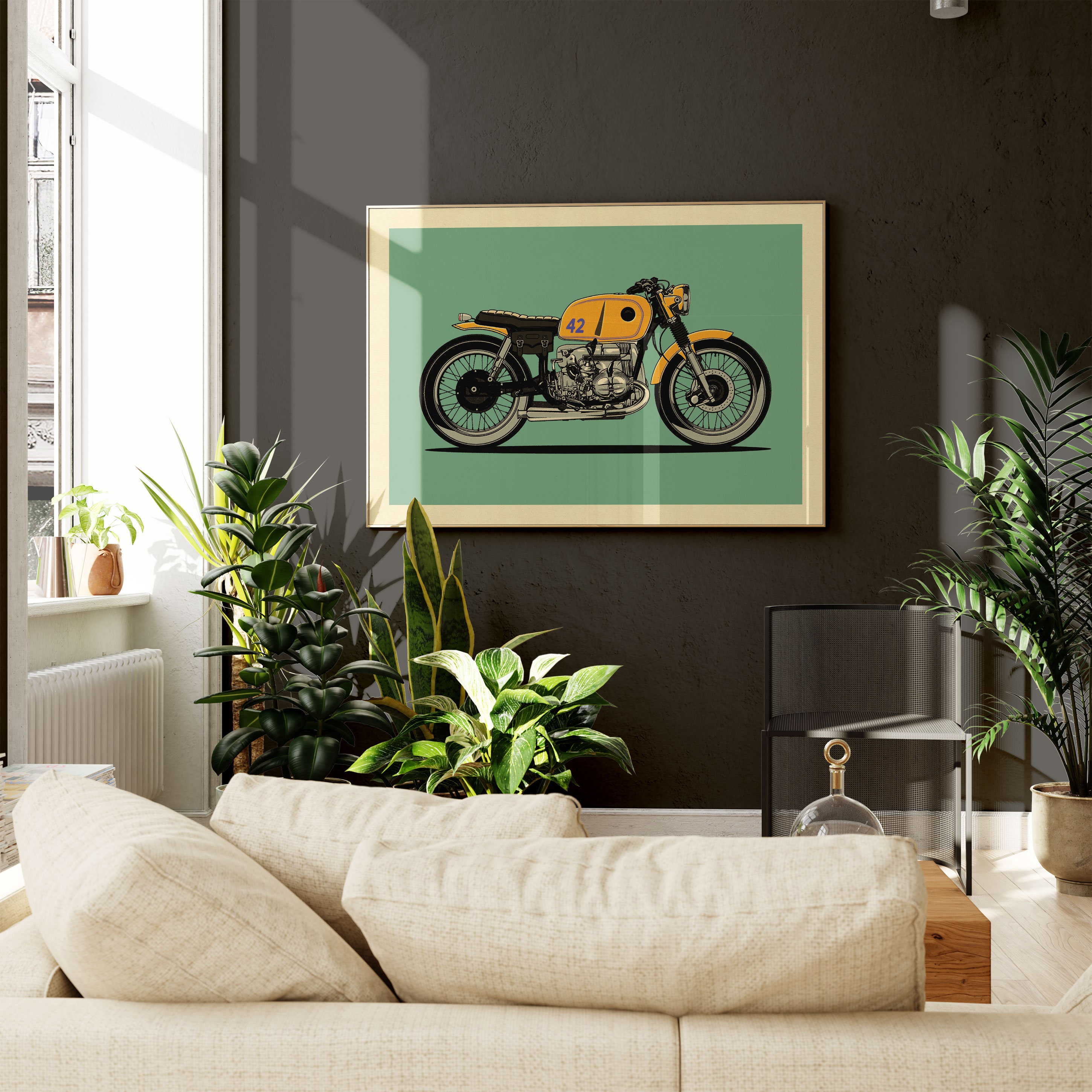 Retro Cafe Racer Bike Poster Motorcycle Wall Art Café Racer Vintage ...