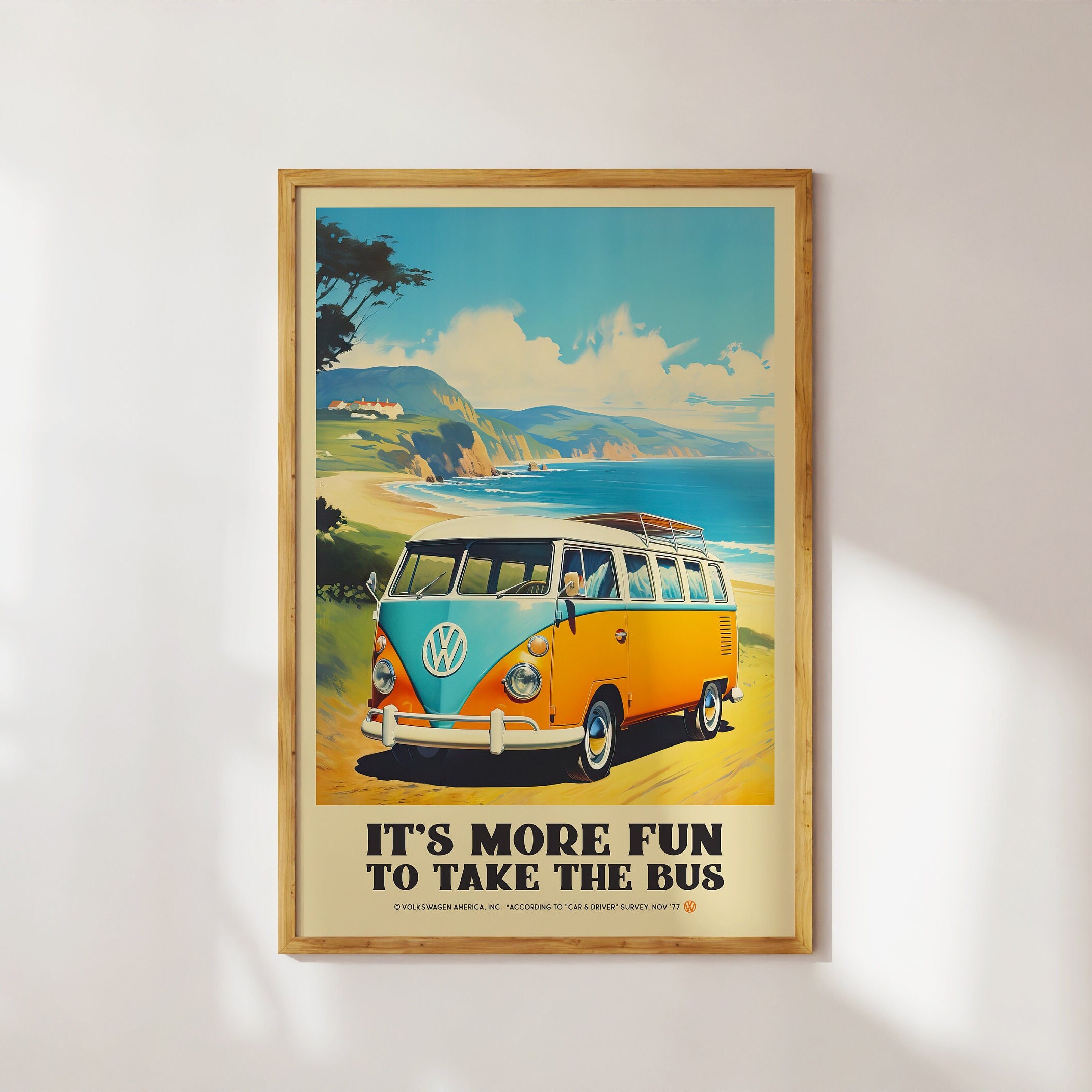 Vintage VW Bus Poster Retro Car Art Volkswagen Art Print VW - Etsy