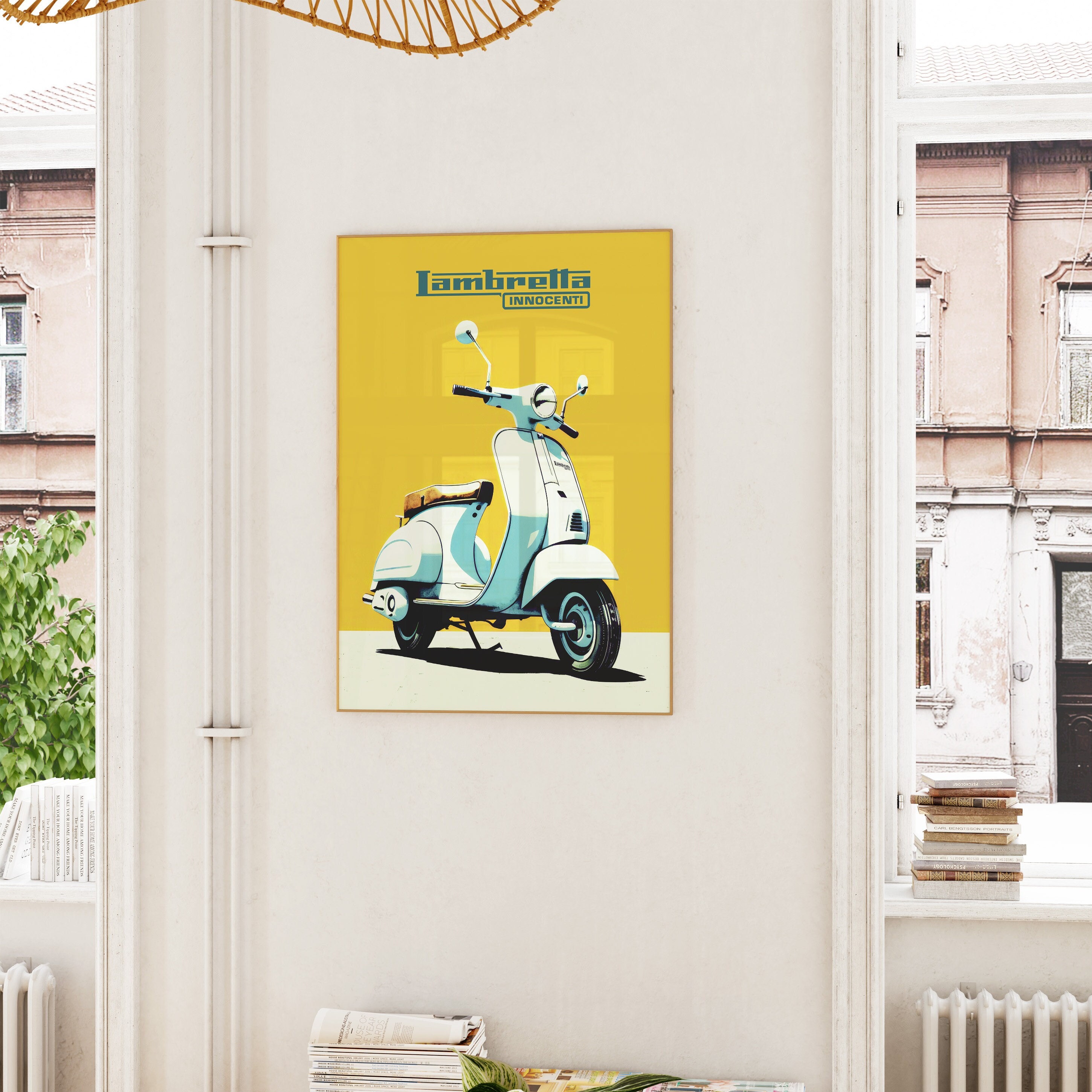 Vintage Lambretta Poster, Retro Scooter Art, Moped Art Print, Lambretta ...