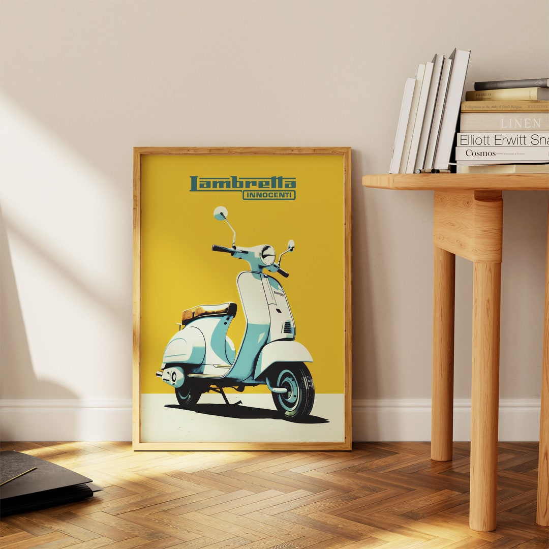 Vintage Lambretta Poster, Retro Scooter Art, Moped Art Print, Lambretta ...