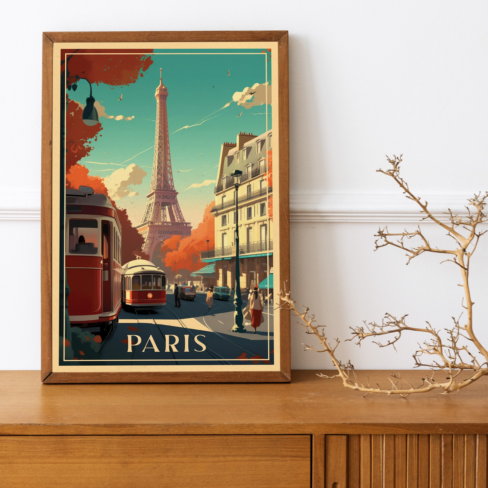 Vintage Paris Travel Poster Set Printable Vintage Poster Set Travel Poster Set Retro Paris Wall ...