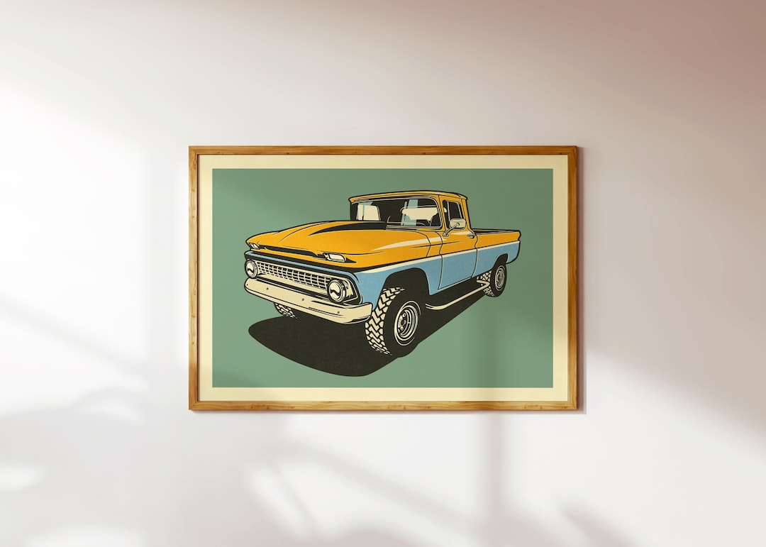 Retro Pickup Truck Wall Art Poster Vintage Pick up Truck Poster Vehicle ...
