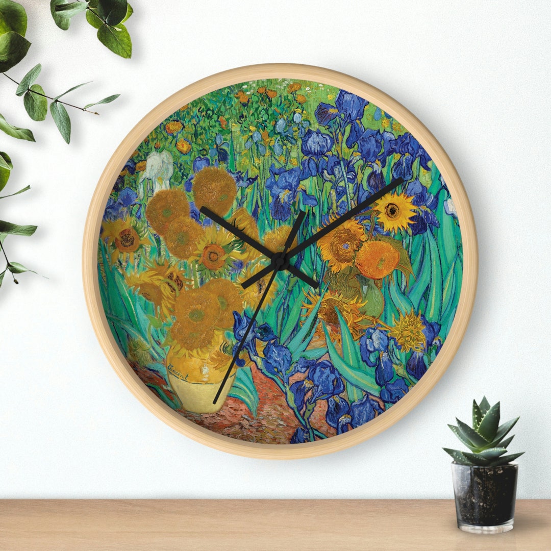 Vincent Van Gogh Inspired Wall Clock Wooden Frame Expressionist Modern ...