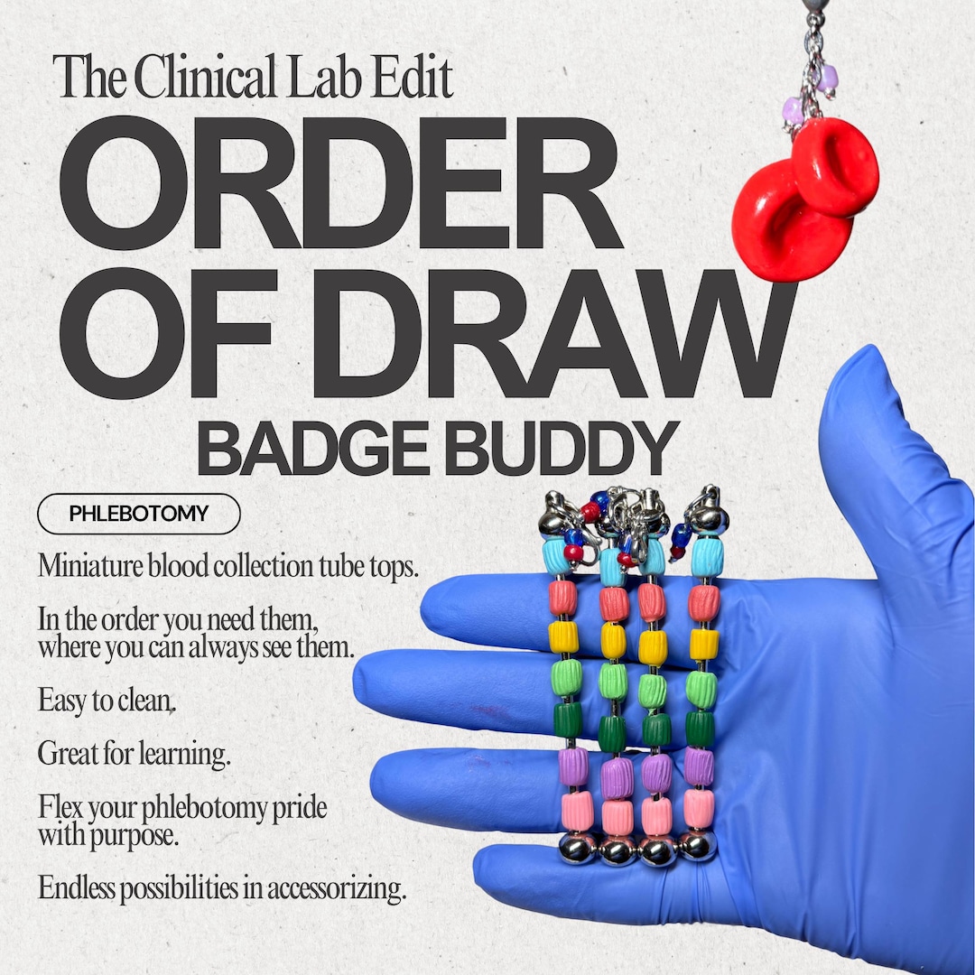 Phlebotomy Badge Charm: Order of Draw Badge Buddy, Lab Gift - Etsy ...