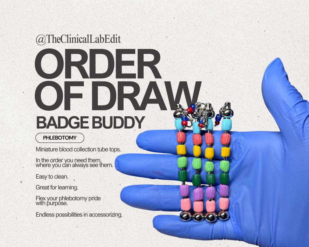 Medical Order of Draw Badge Charm | Phlebotomy Cheat Sheet - Etsy