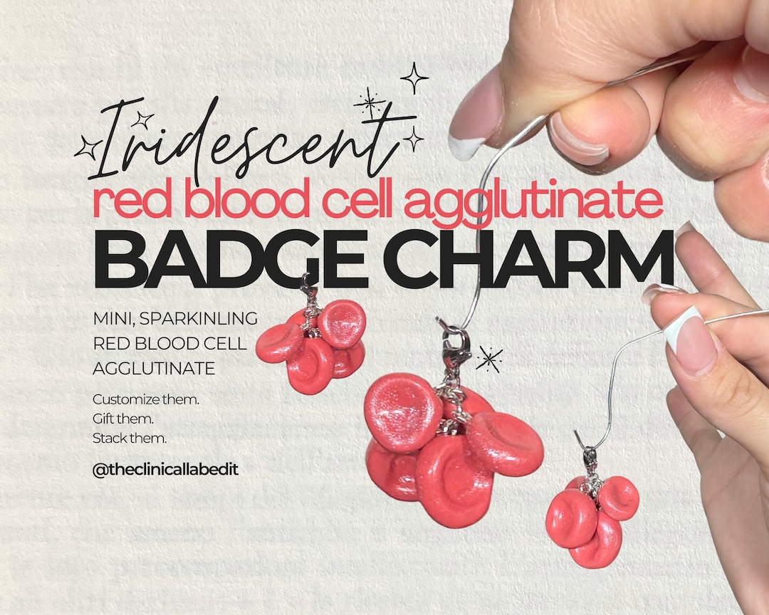 Mini Iridescent Red Blood Cell Agglutinate Badge Charm | Polymer Clay ...