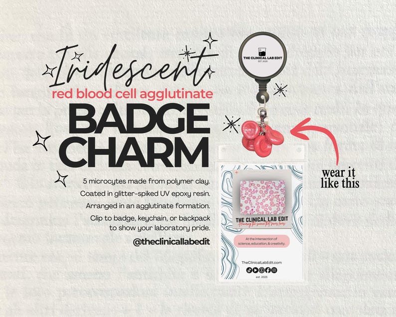Mini Iridescent Red Blood Cell Agglutinate Badge Charm | Polymer Clay ...