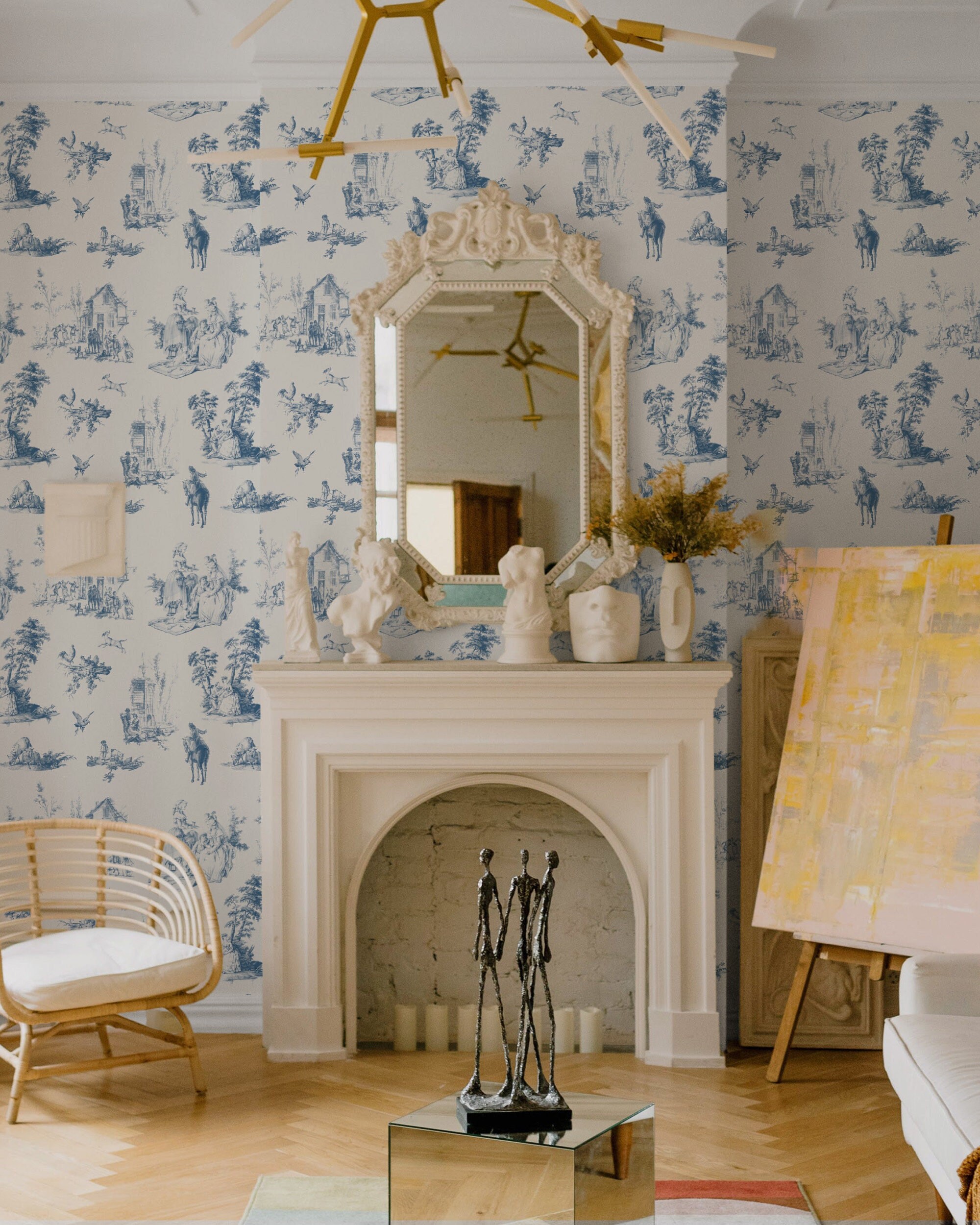 Toile De Jouy L Removable Wallpaper, Classic French Scene Peel & Stick ...