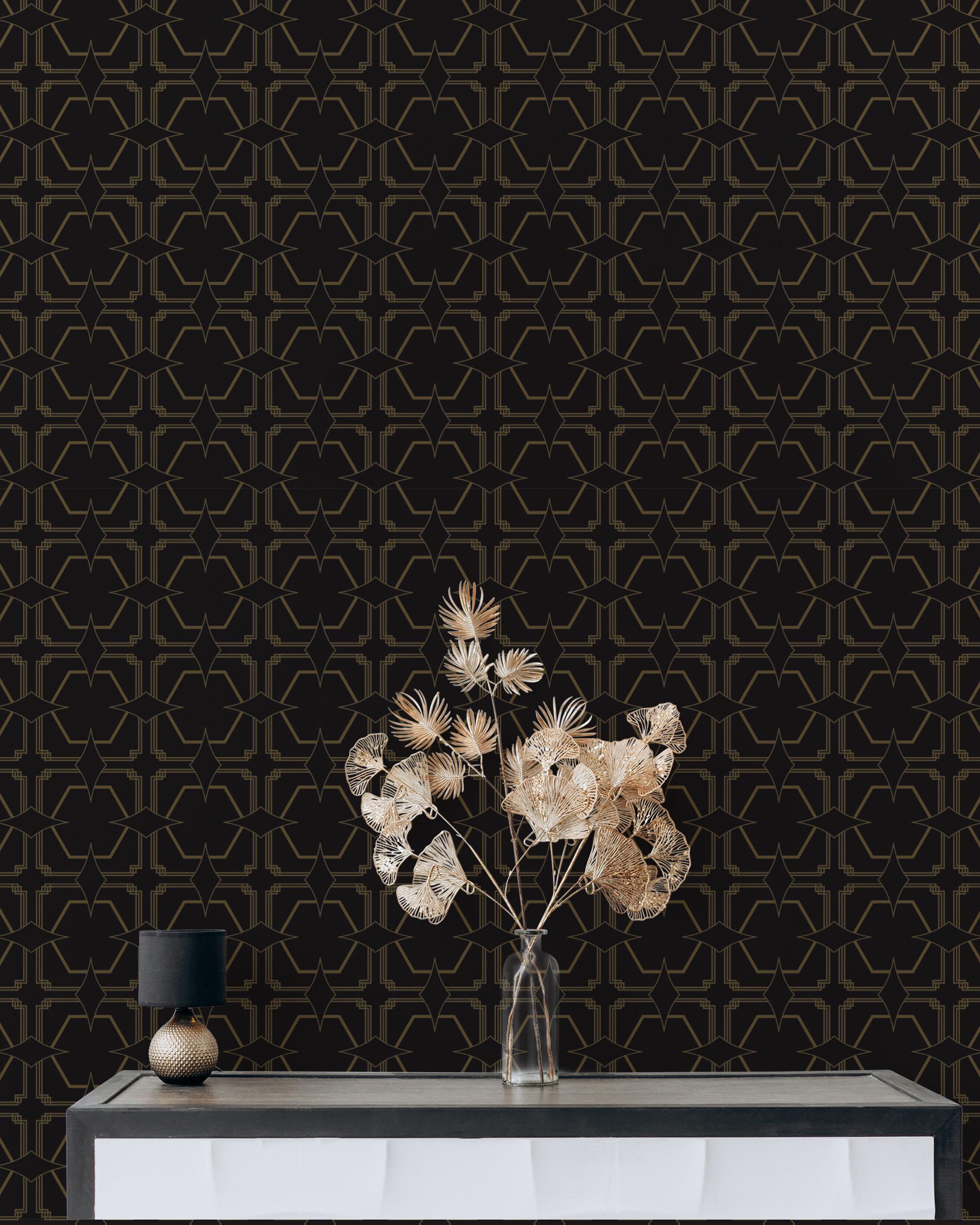 Dark Art Deco Removable Wallpaper, Peel & Stick Geometric Mural, Art ...