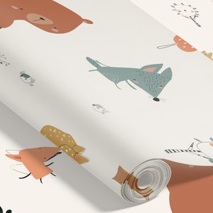 Brown Bear, Brown Bear Removable Wallpaper, Woodland Animal Peel ...
