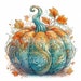 Teal and Orange Pumpkin Clip Art: Fall Foliage Designs (digital ...