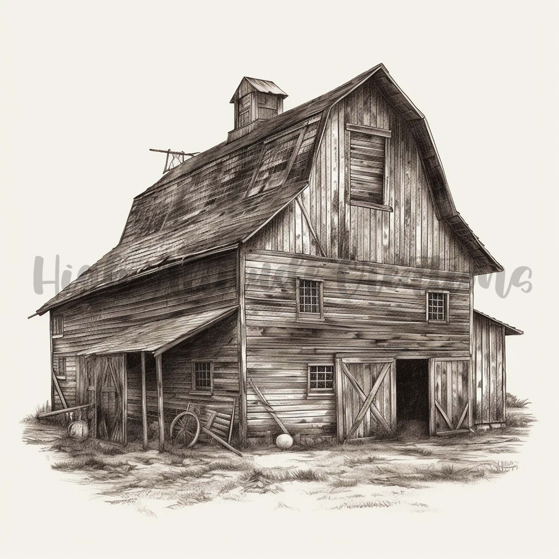 Rustic Barn Clipart 10 High-quality Jpgs Digital Print Wall Art Paper Craft Commercial Use Clip ...