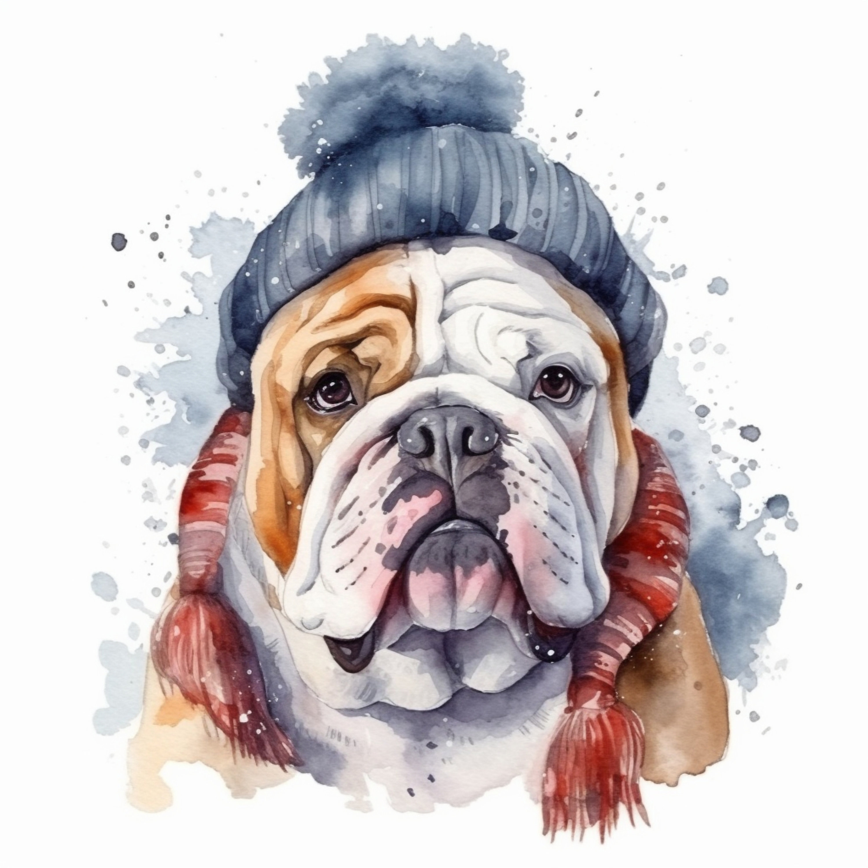 Winter Bulldog Clipart: Holiday JPG Images (digital Download) - Etsy