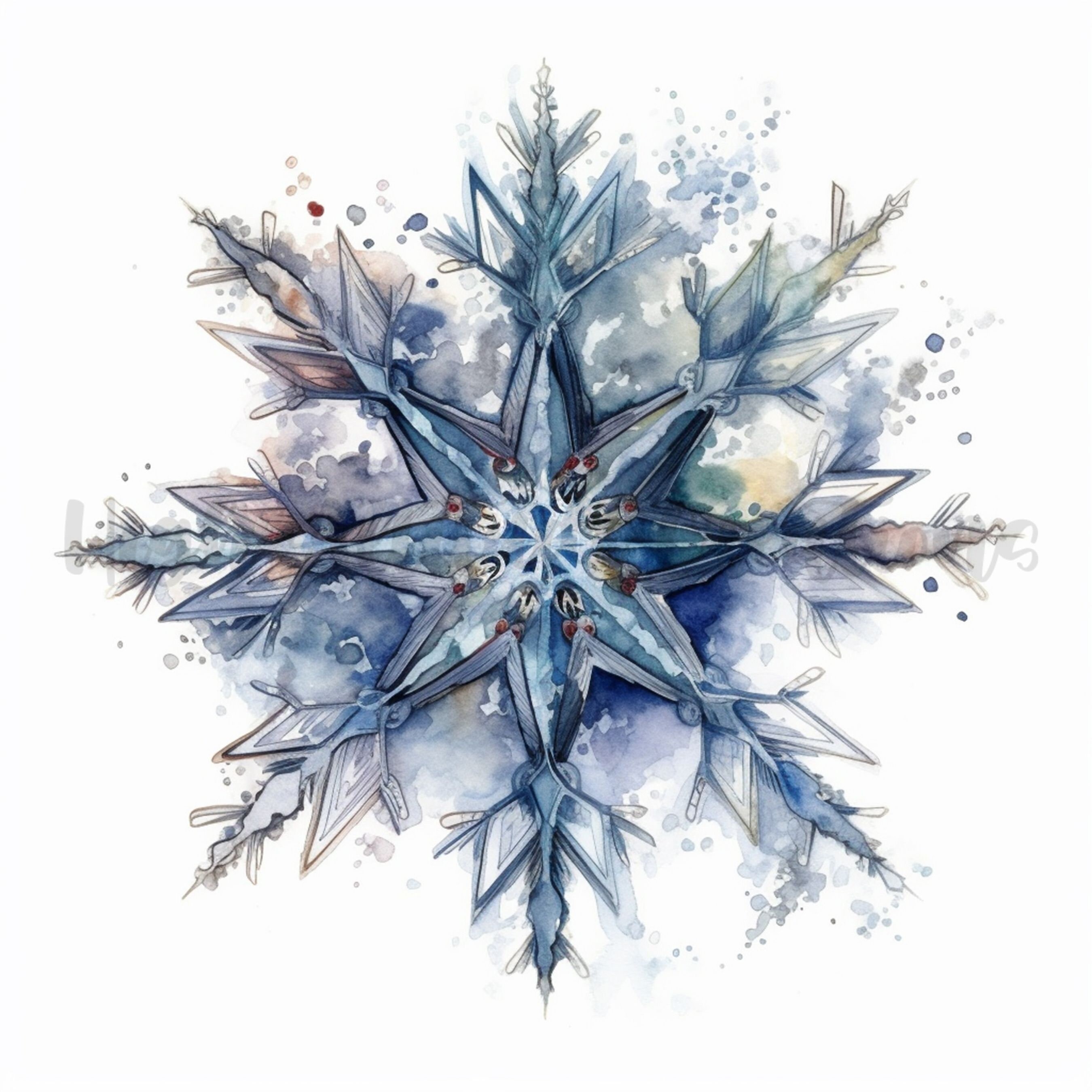 Snowflake Clipart Bundle - Set of 12 High Quality Jpgs | Digital Print ...