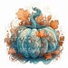 Teal and Orange Pumpkin Clip Art: Fall Foliage Designs (digital ...