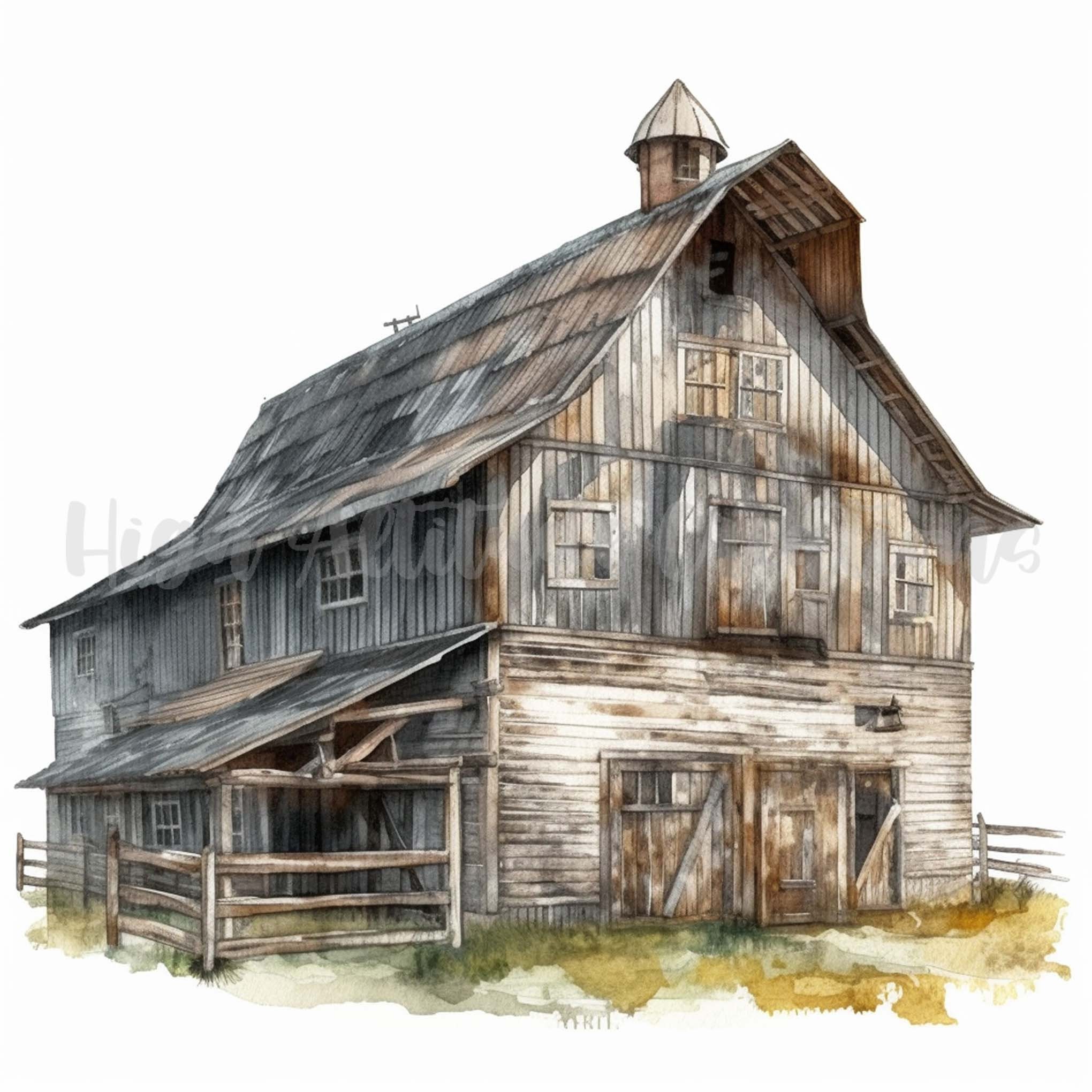 Rustic Barn Clipart - 10 High-quality Jpgs | Digital Print | Wall Art ...