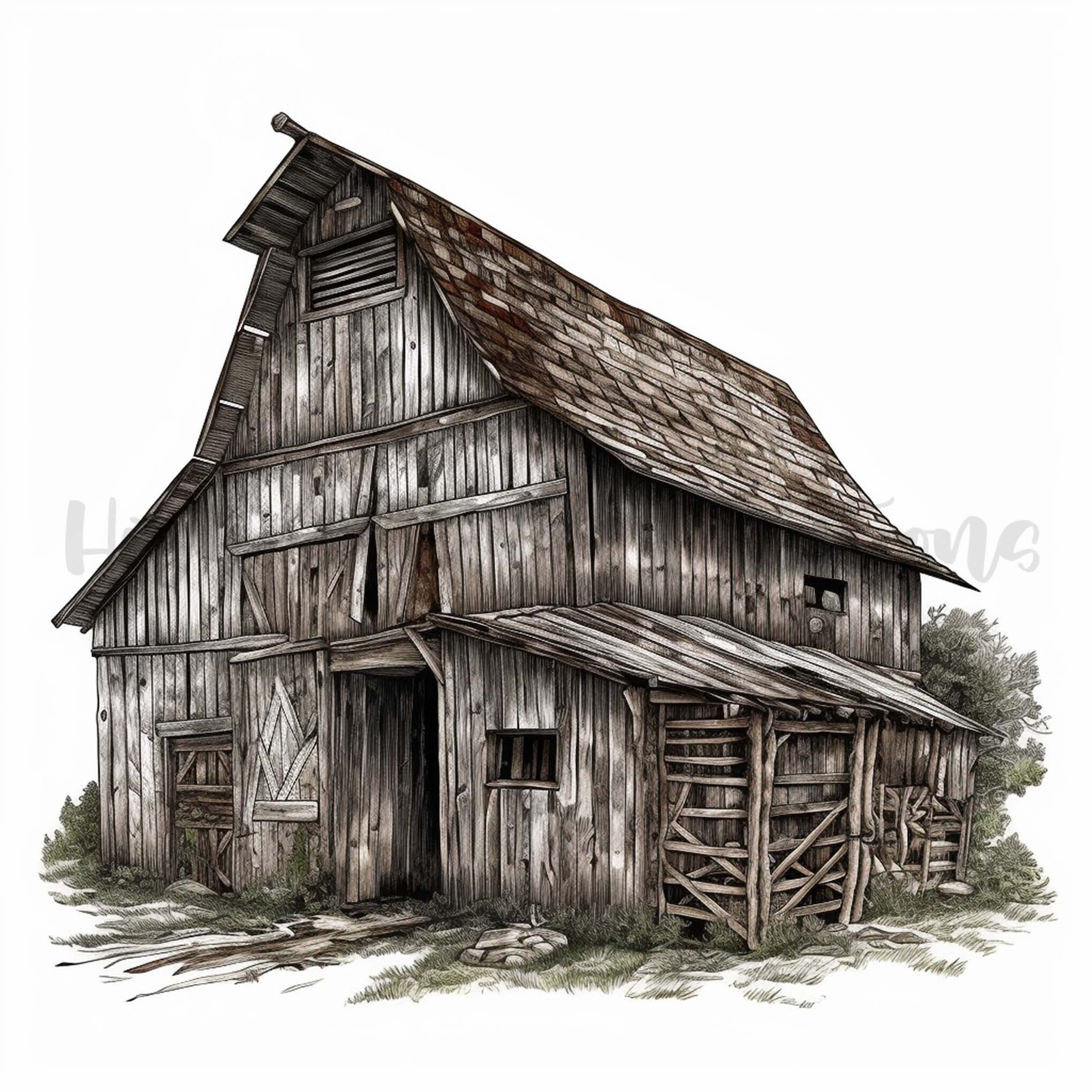 Rustic Barn Clipart - 10 High-quality Jpgs | Digital Print | Wall Art ...