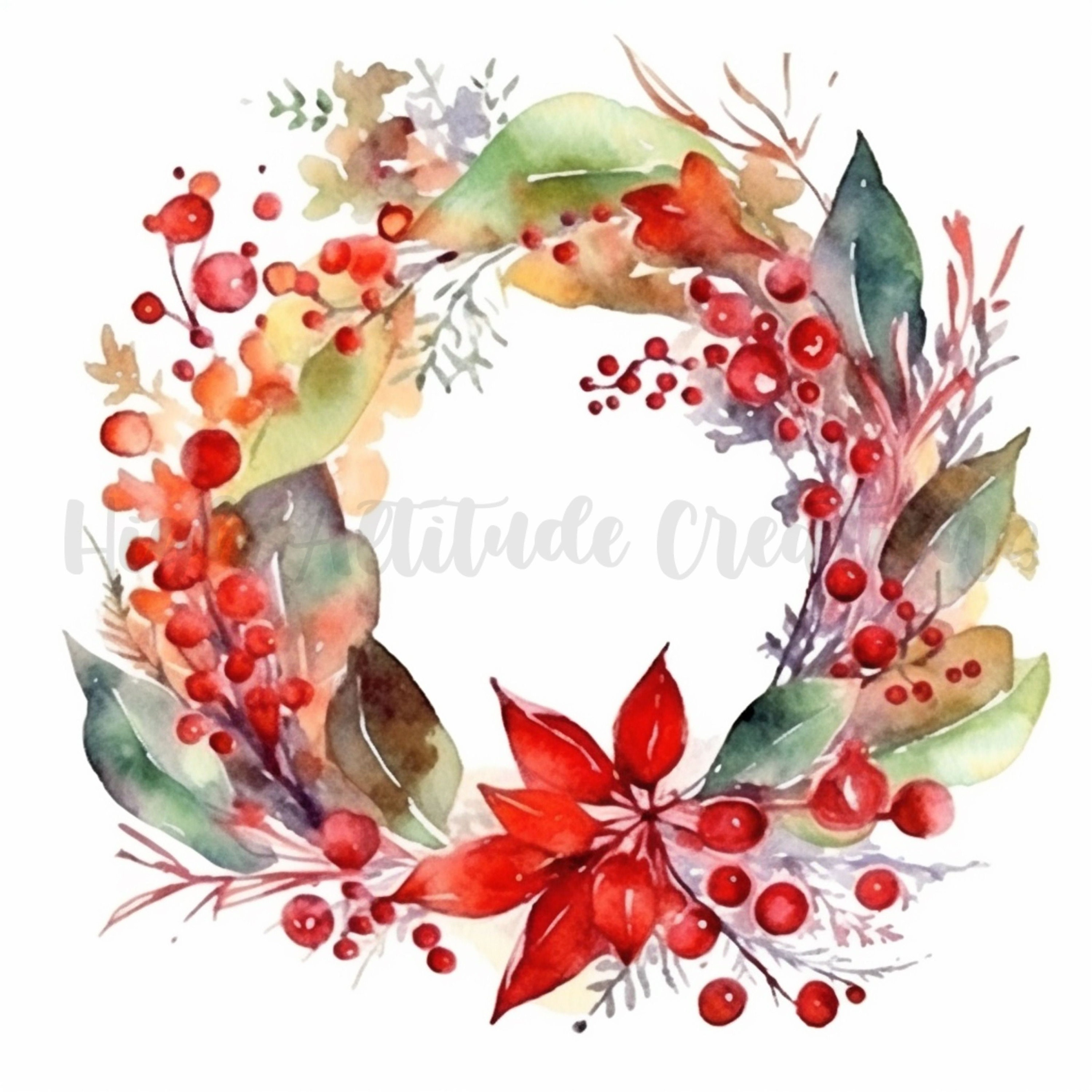 Christmas Wreath Clipart - 12 Festive High-quality Jpgs| Digital Print ...