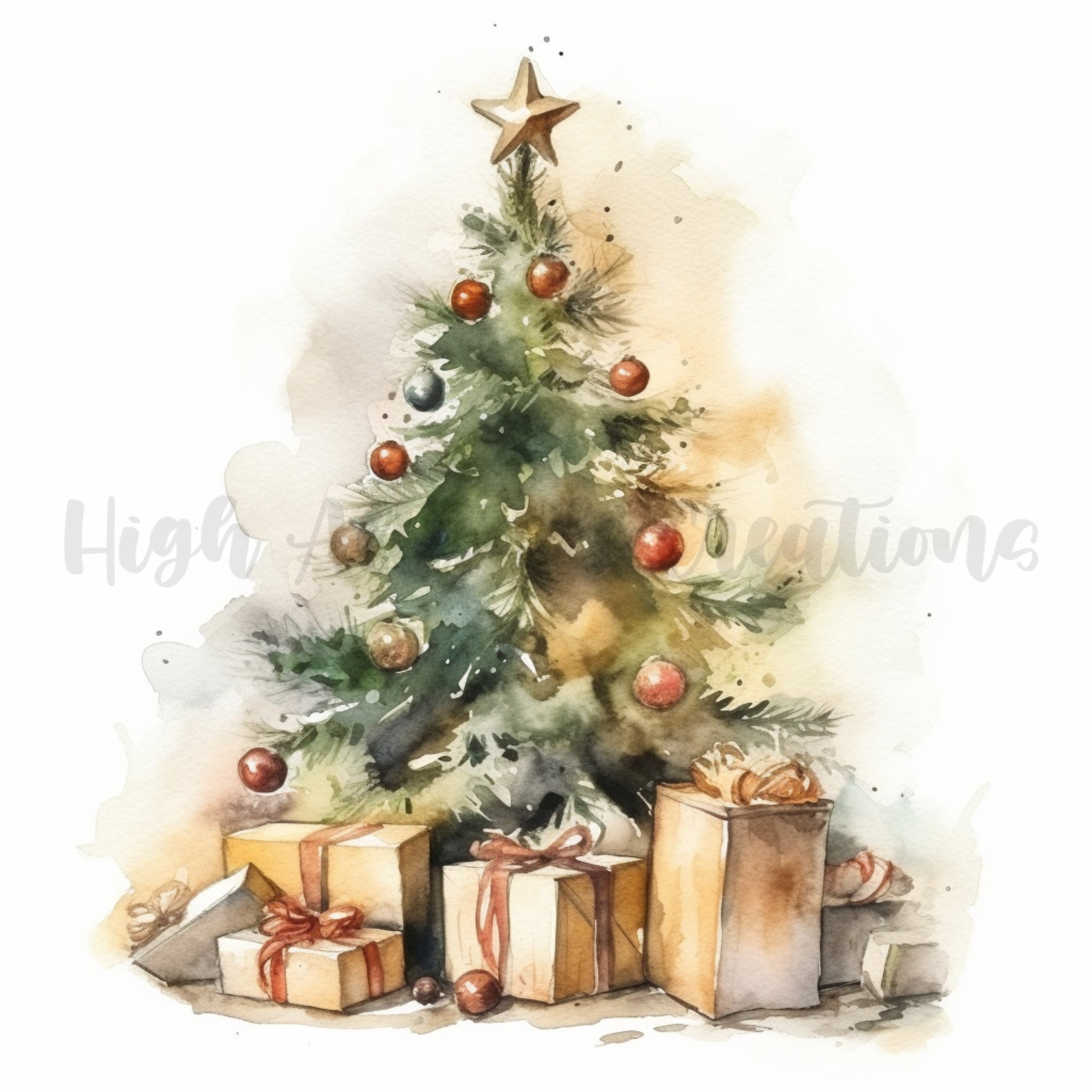 Christmas Tree Clipart - 12 High-quality Jpgs | Digital Print | Wall ...