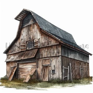 Rustic Barn Clipart - 10 High-quality Jpgs | Digital Print | Wall Art | Paper Craft | Commercial ...