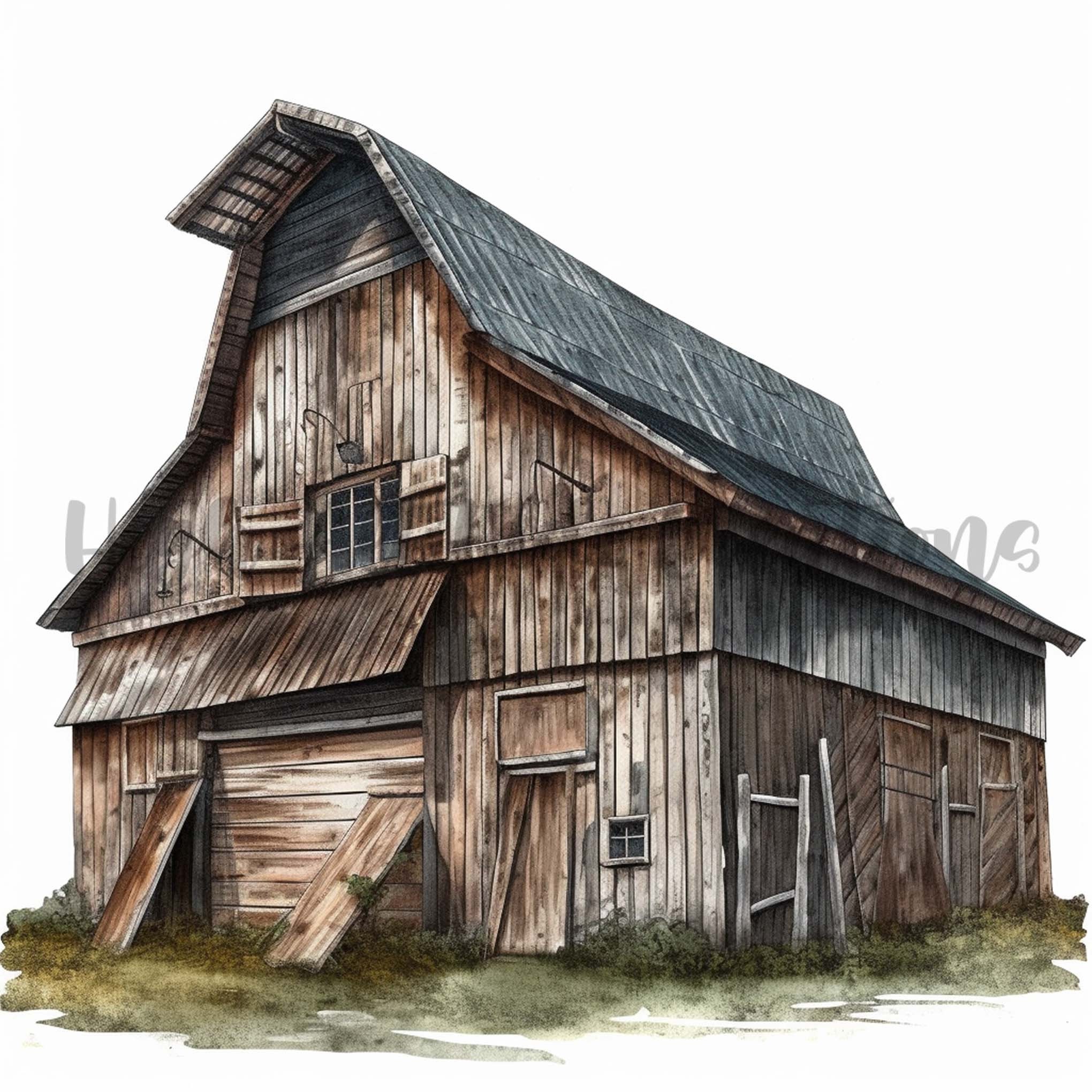 Rustic Barn Clipart - 10 High-quality Jpgs | Digital Print | Wall Art ...
