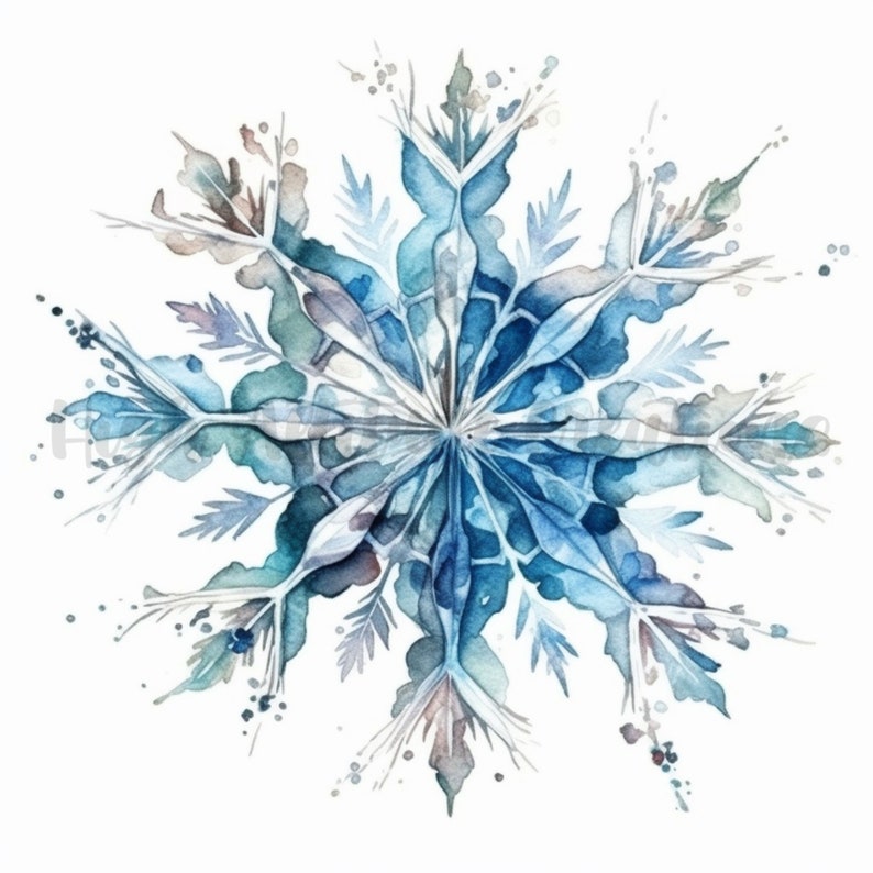Watercolor Snowflake Clipart: Winter JPG Set (digital Download) - Etsy