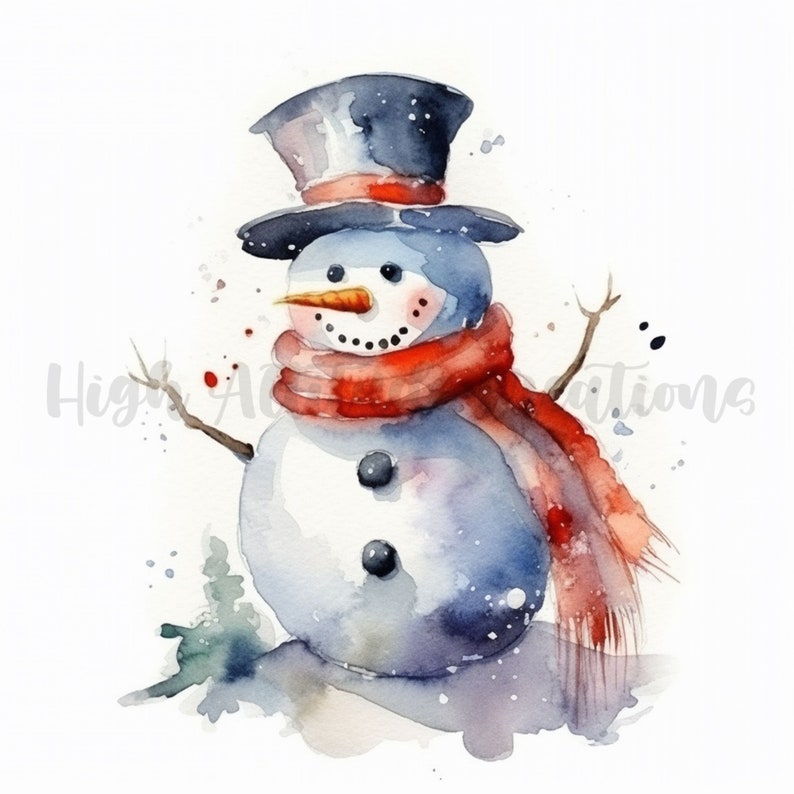 Watercolor Snowman Clipart: Winter Holiday Designs (digital Download ...