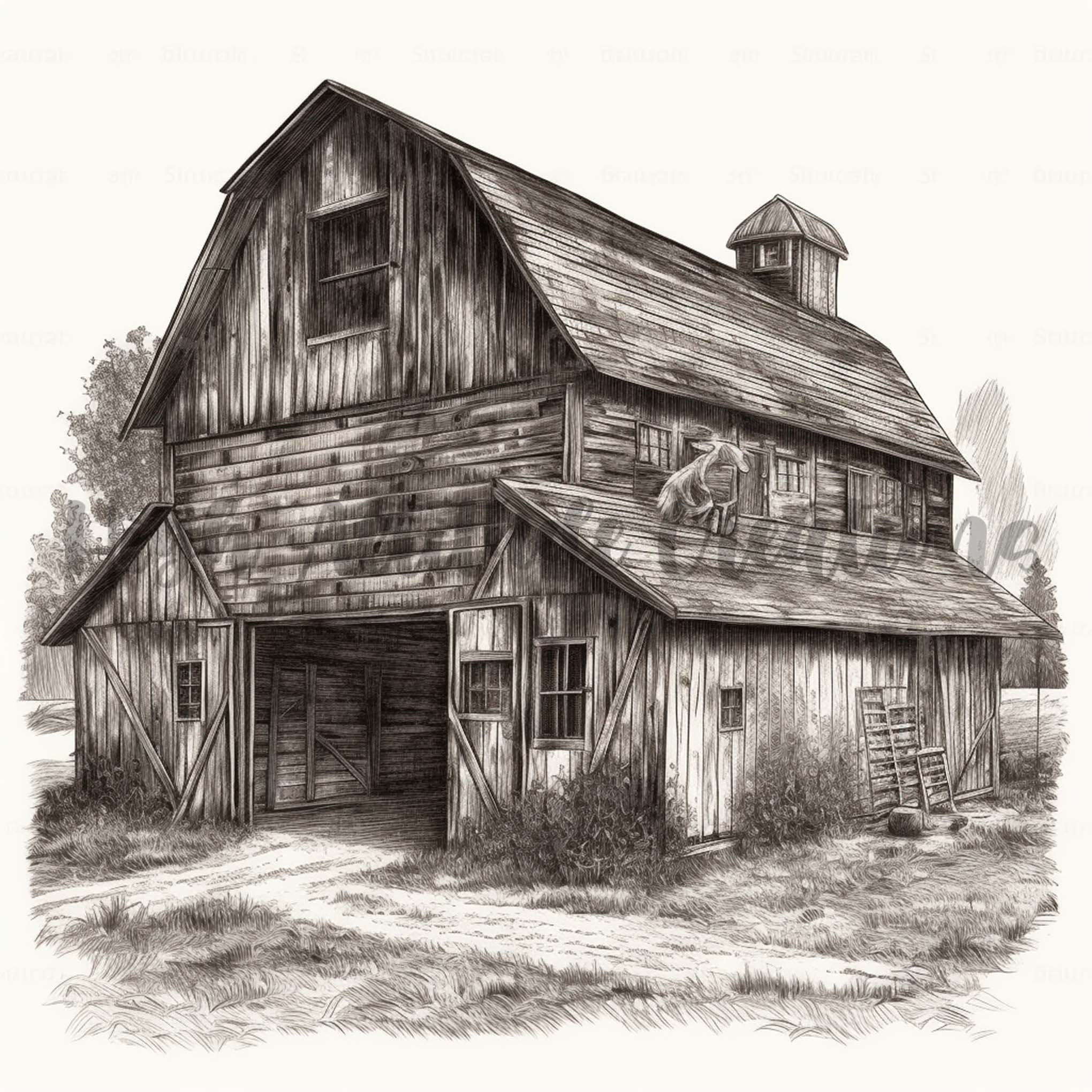 Rustic Barn Clipart - 10 High-quality Jpgs | Digital Print | Wall Art ...