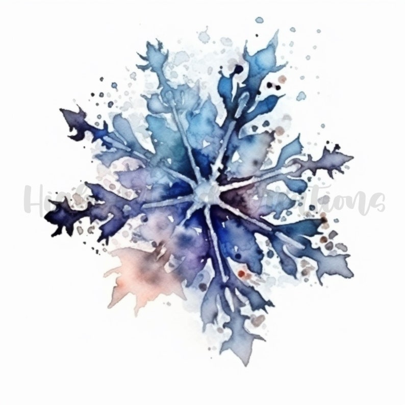Watercolor Snowflake Clipart: Winter JPG Set (digital Download) - Etsy