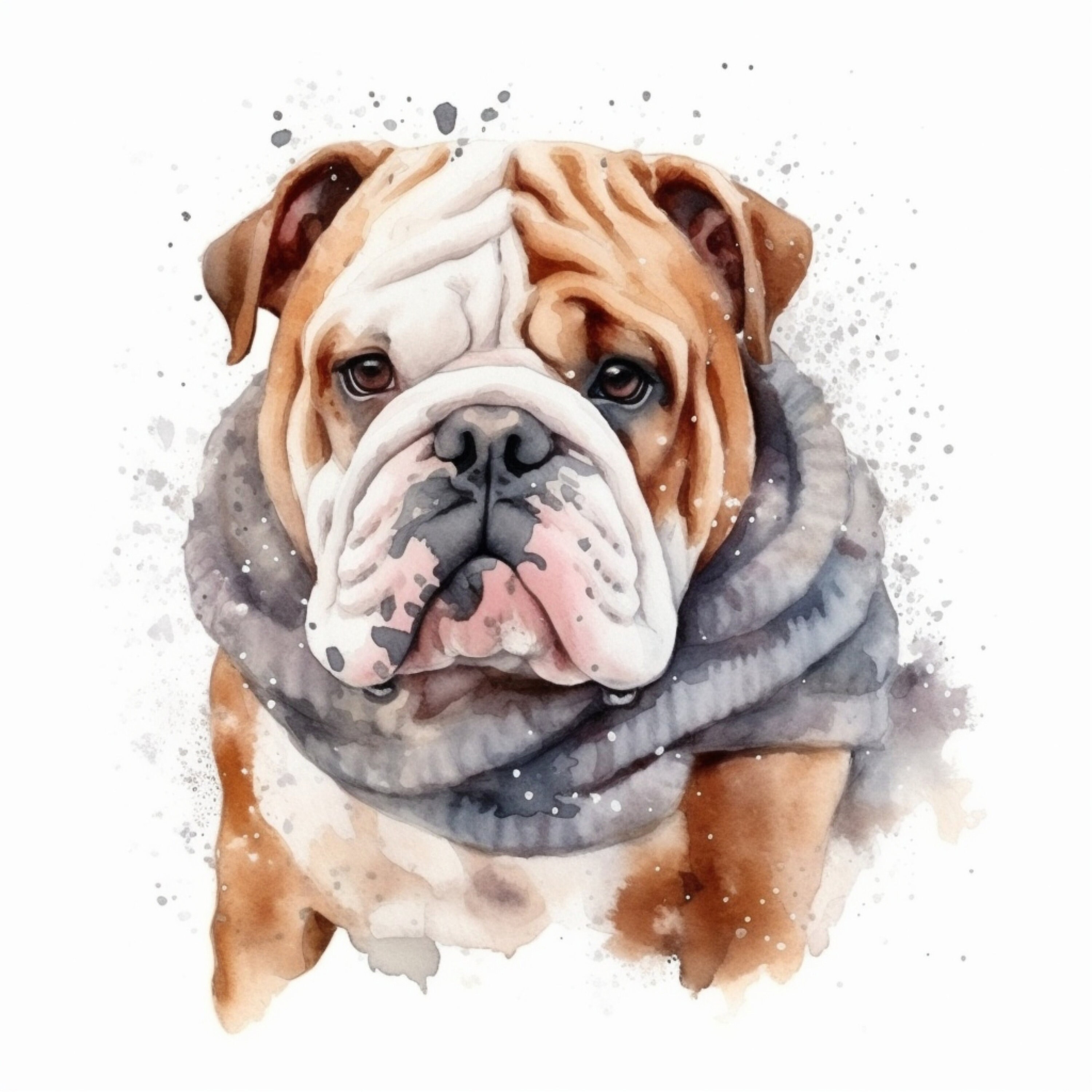 English Bulldog Clipart 12 High-quality Jpgs Digital Winter Print Wall ...