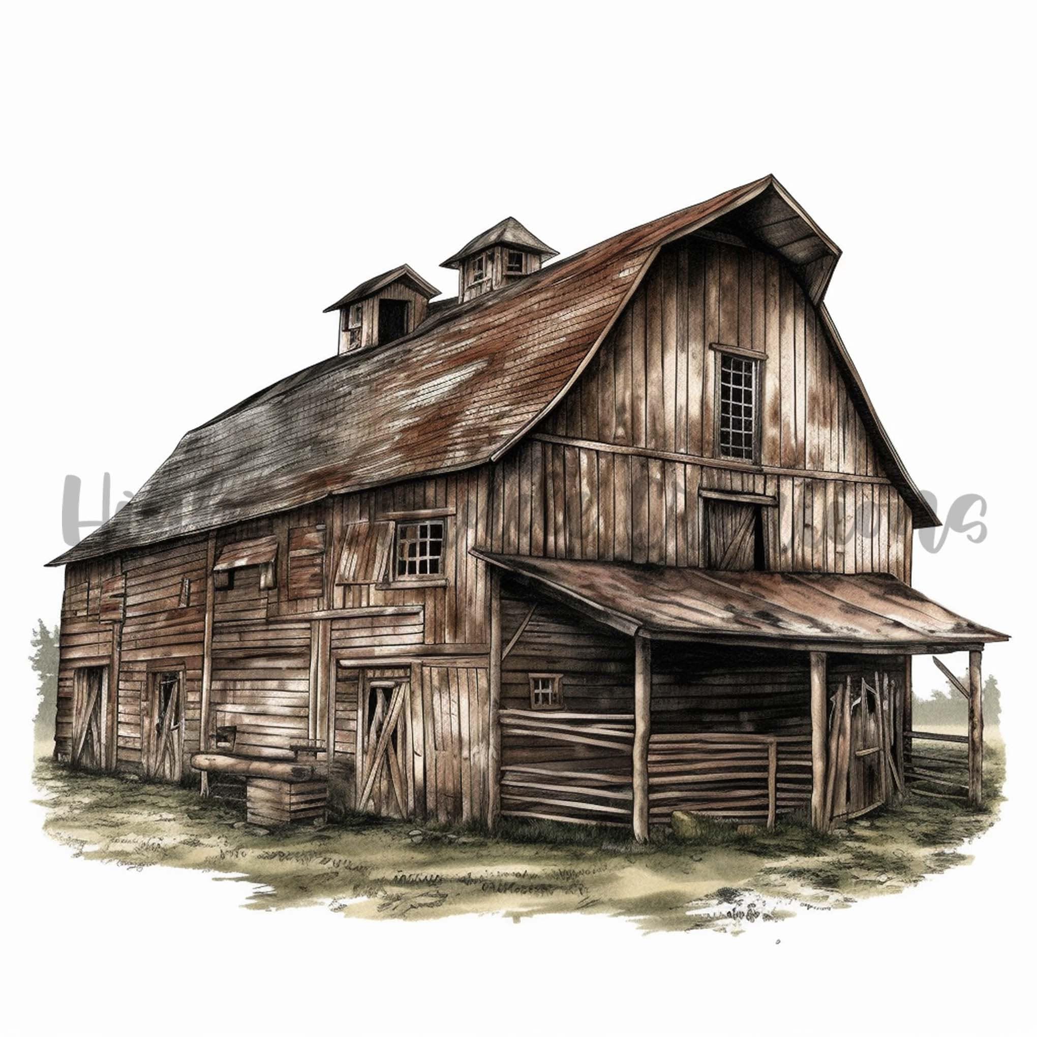 Rustic Barn Clipart - 10 High-quality Jpgs | Digital Print | Wall Art ...
