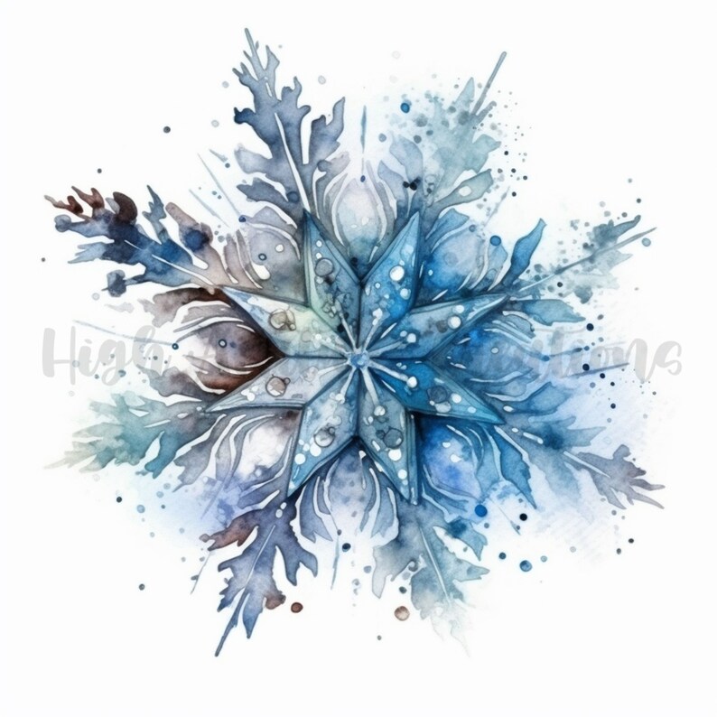 Watercolor Snowflake Clipart: Winter JPG Set (digital Download) - Etsy