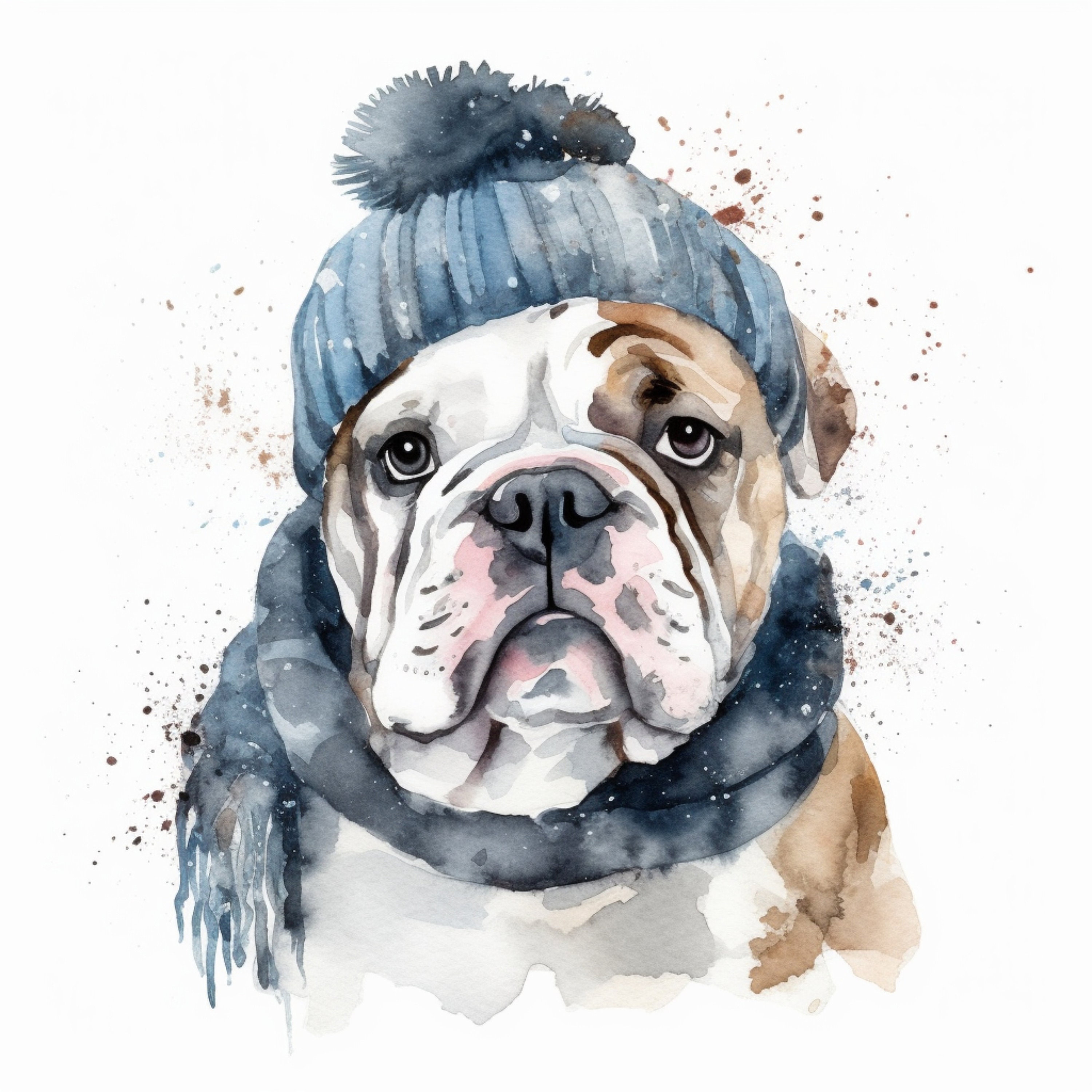 English Bulldog Clipart 12 High-quality Jpgs Digital Winter Print Wall ...