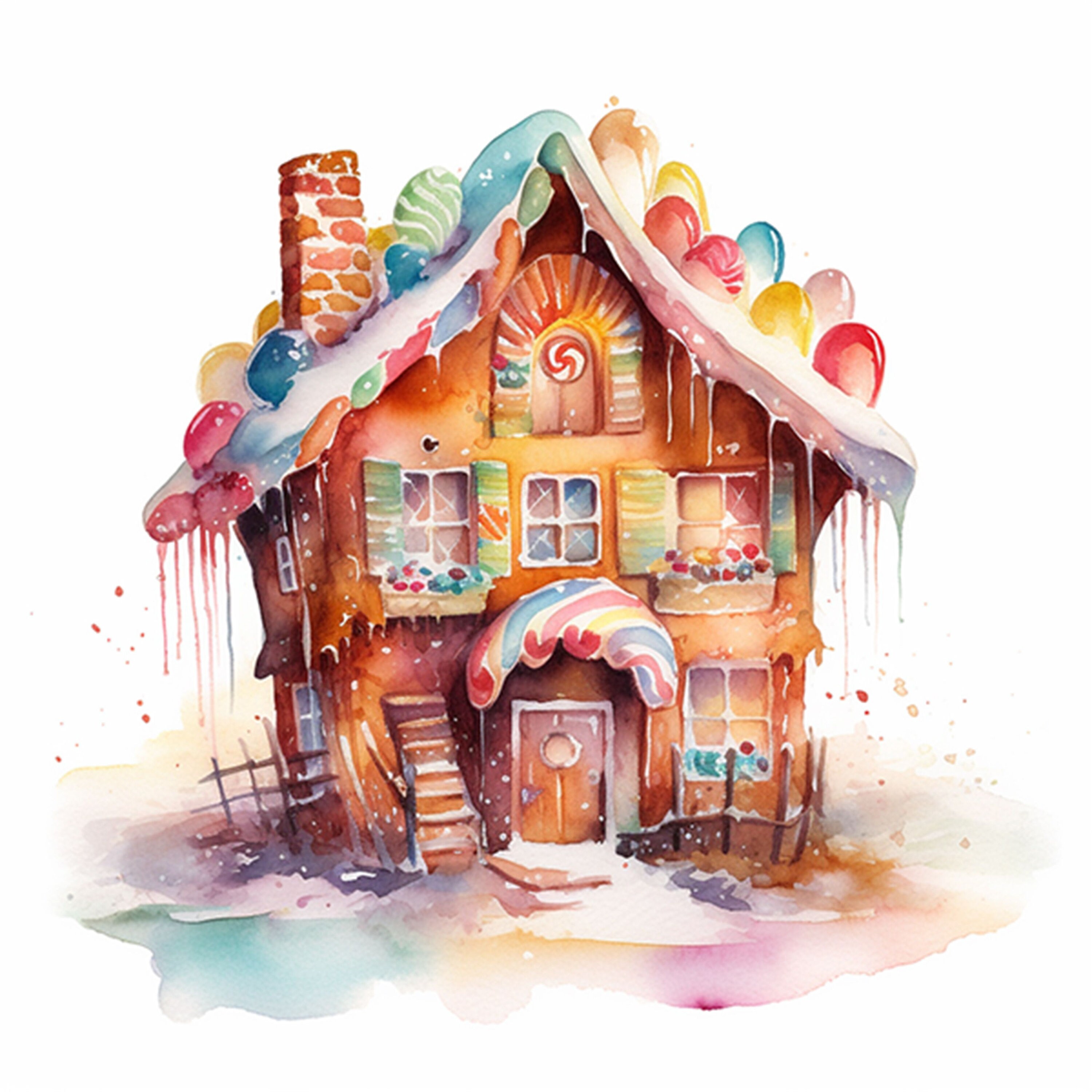 Watercolor Gingerbread House Clipart: Festive Holiday Jpgs (digital ...