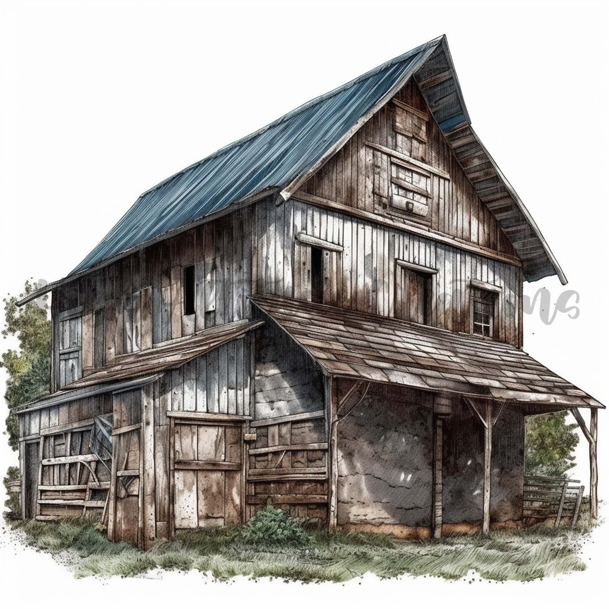 Rustic Barn Clipart - 10 High-quality Jpgs | Digital Print | Wall Art ...