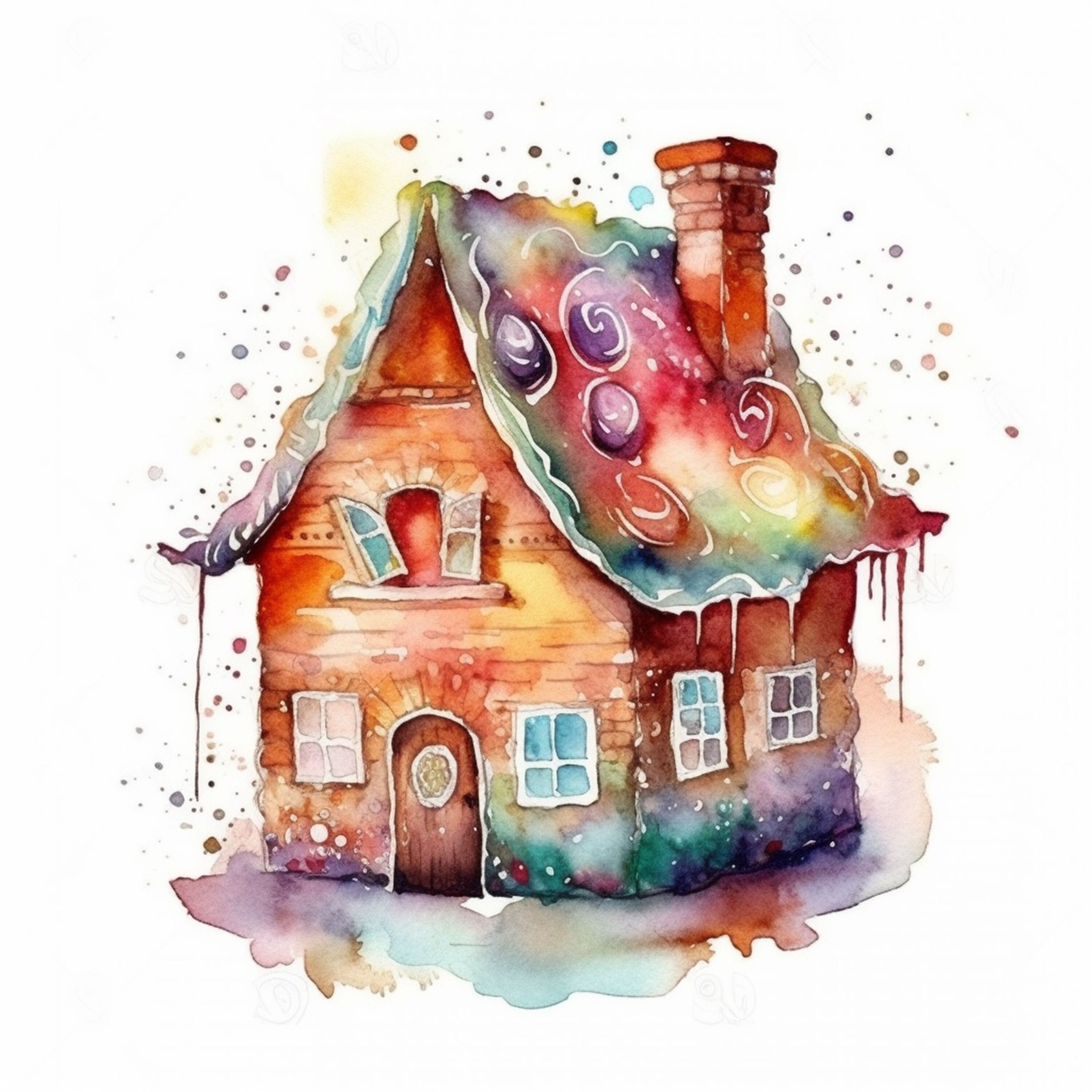 Watercolor Gingerbread House Clipart: Festive Holiday Jpgs (digital ...