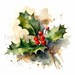 Watercolor Christmas Holly Clipart: Festive Holiday Art (digital ...