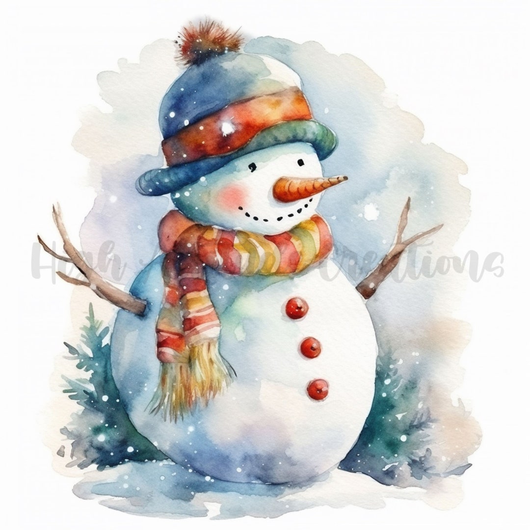 Watercolor Snowman Clipart: Winter Holiday Designs (digital Download ...