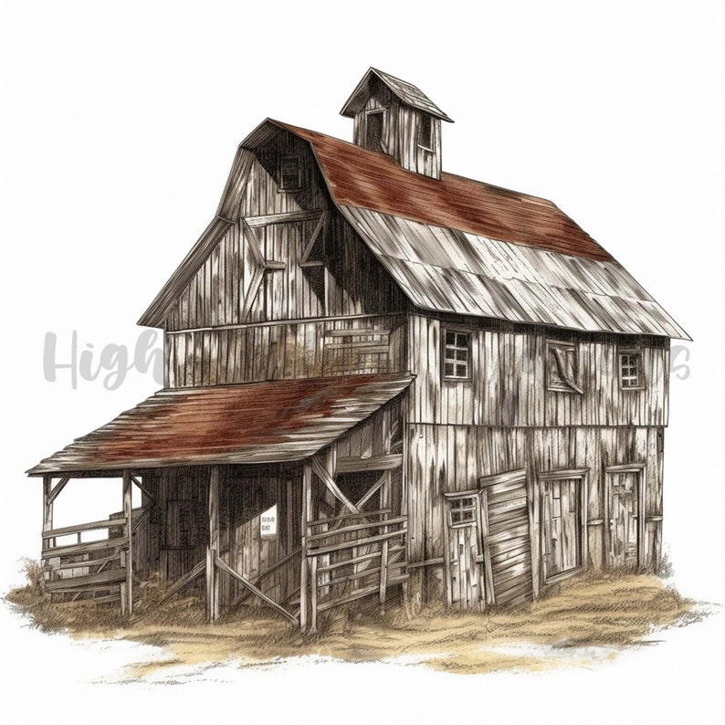 Rustic Barn Clipart - 10 High-quality Jpgs | Digital Print | Wall Art ...