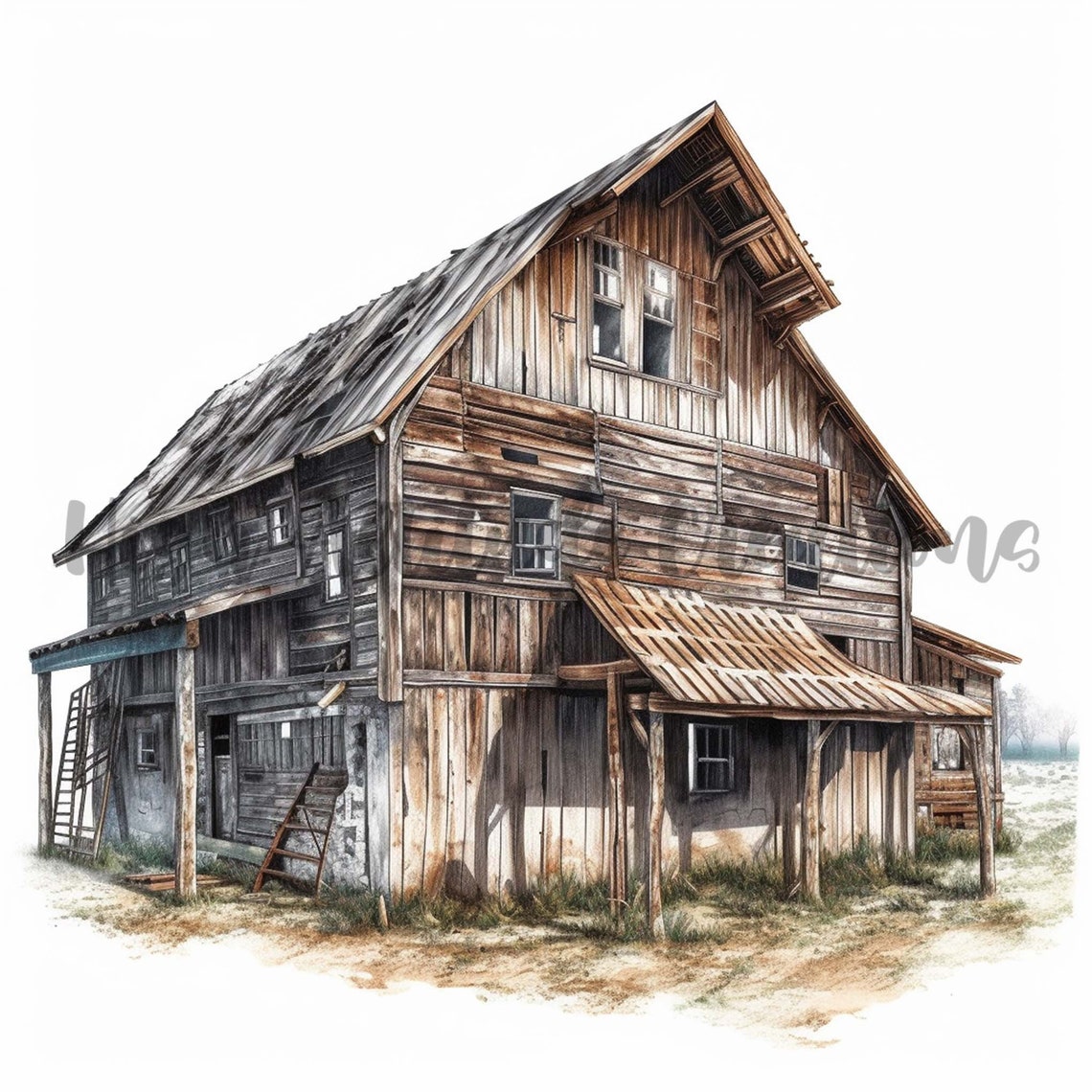 Rustic Barn Clipart 10 High-quality Jpgs Digital Print Wall Art Paper ...