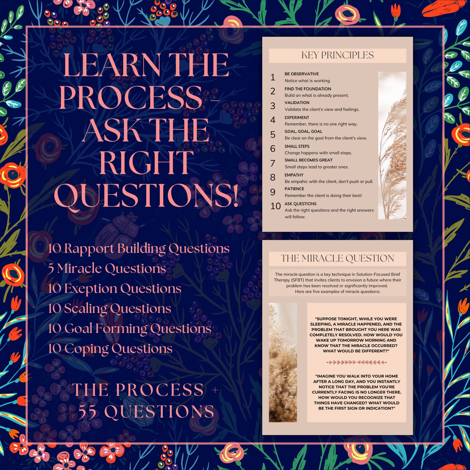 Solution Focused Brief Therapy Guide, Cheat Sheet for Therapists and ...