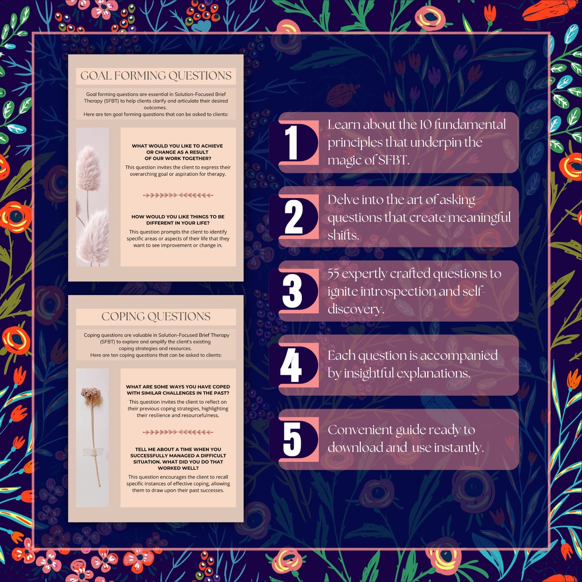 Solution Focused Brief Therapy Guide, Cheat Sheet for Therapists and ...