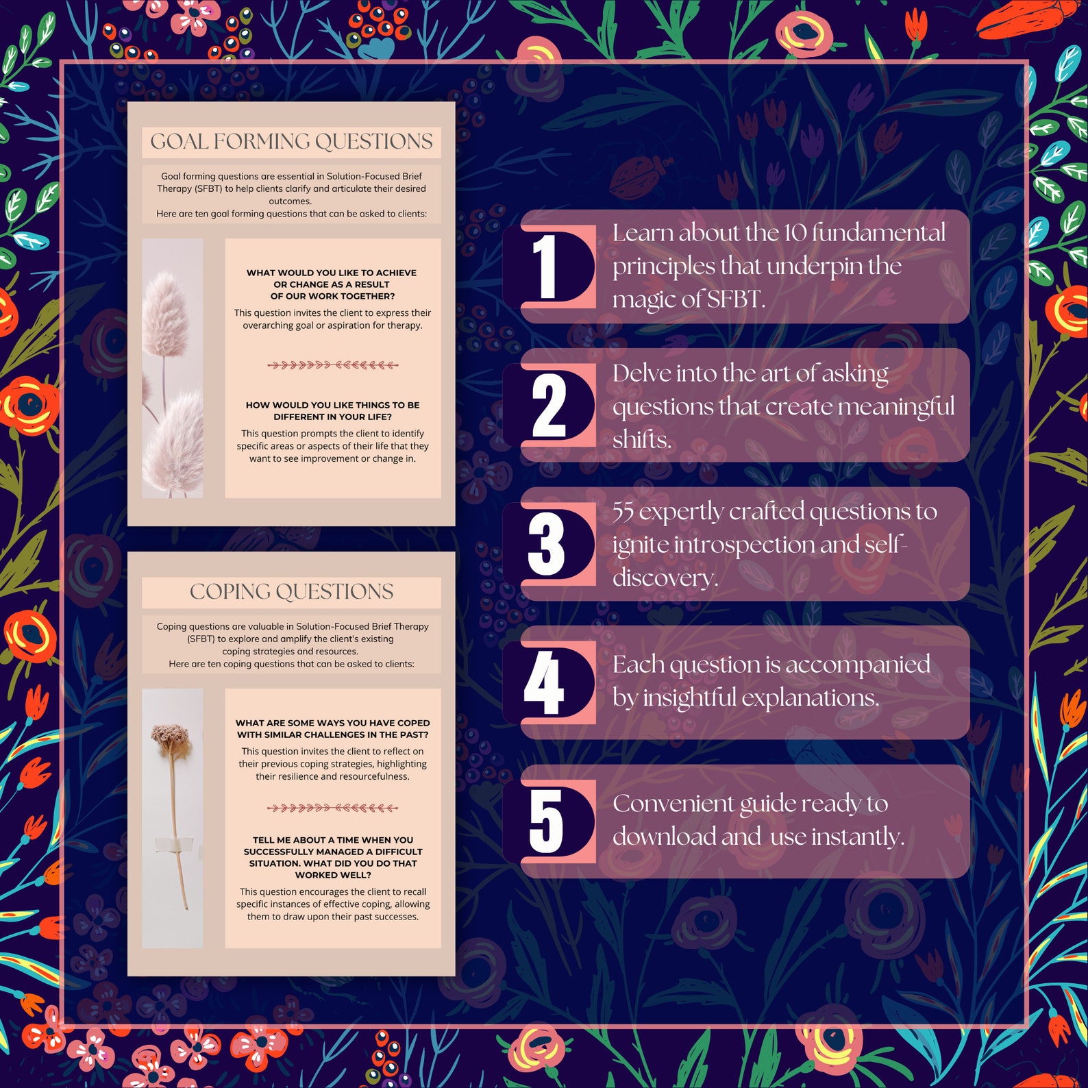 Solution Focused Brief Therapy Guide, Cheat Sheet for Therapists and ...