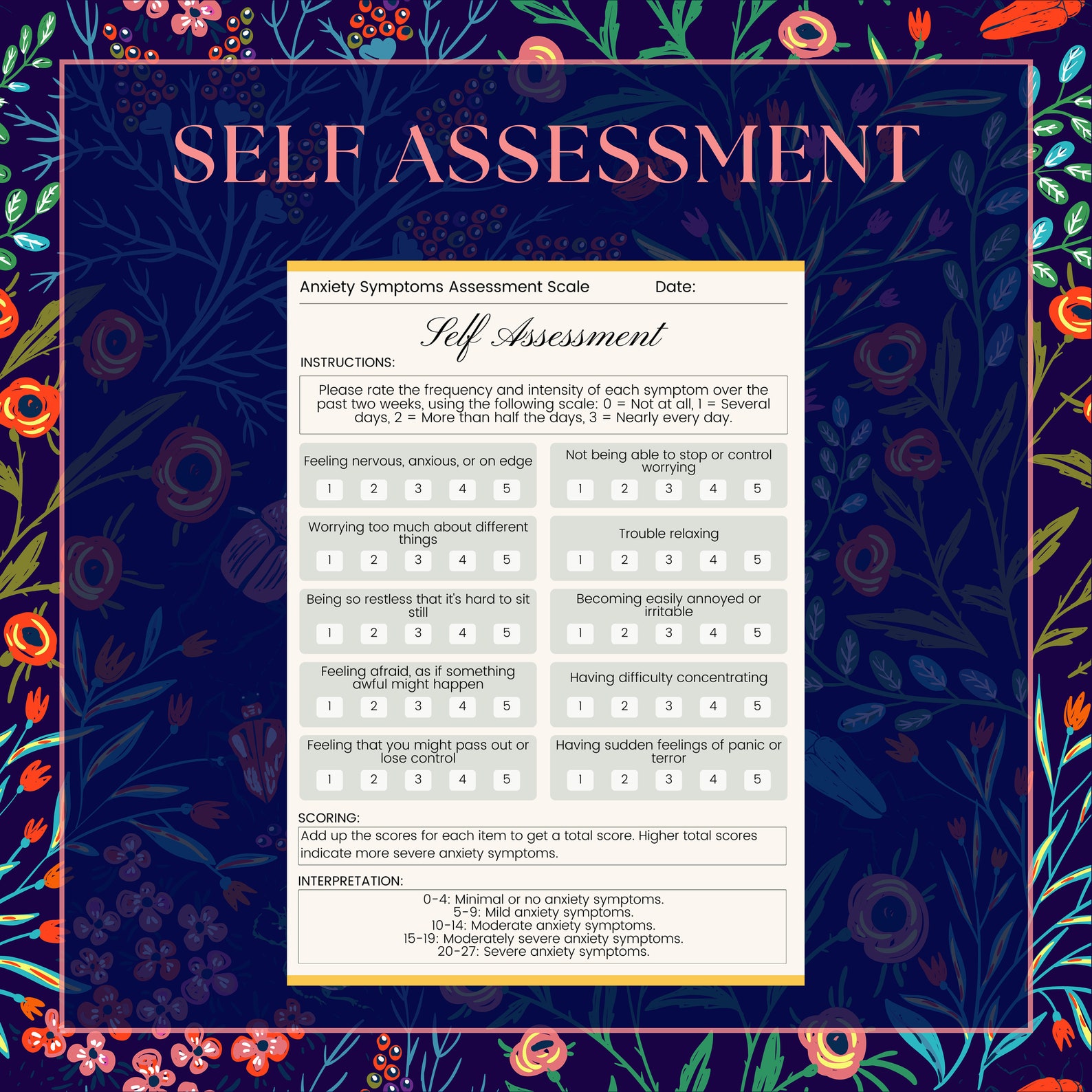 Anxiety Symptoms Self Assessment Scale Screening Tool for Anxiety ...
