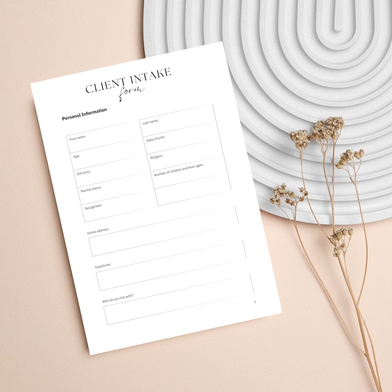 Client Intake Form Canva Template. New Therapist Therapy Tool ...