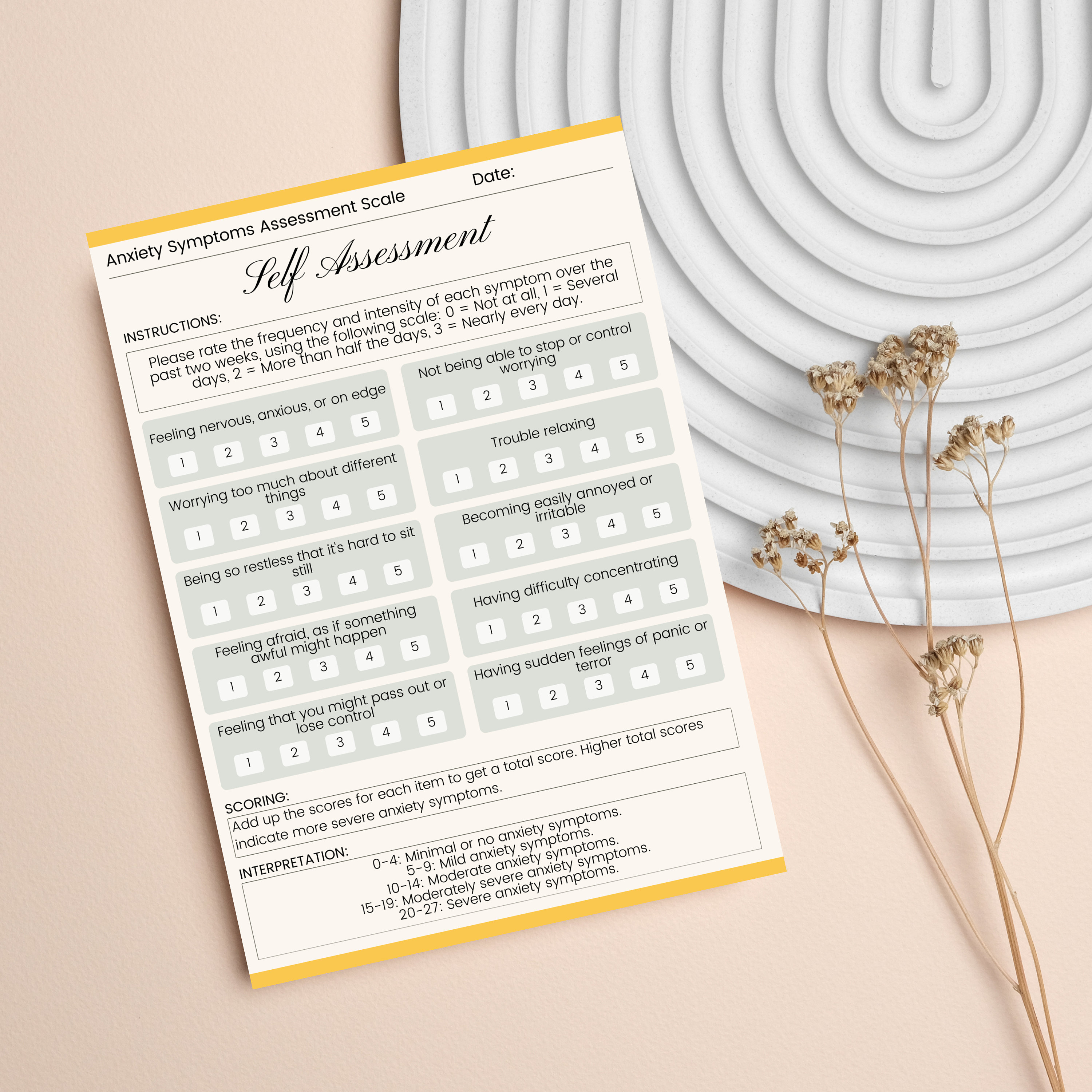 Anxiety Symptoms Self Assessment Scale Screening Tool for Anxiety ...