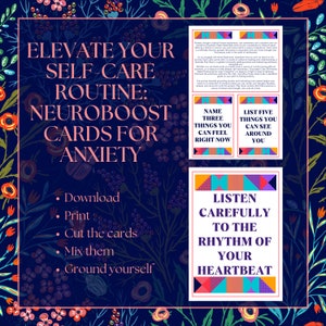 Neuroboost Self-care Flashcards for Anxiety Relief, Printable Mental ...
