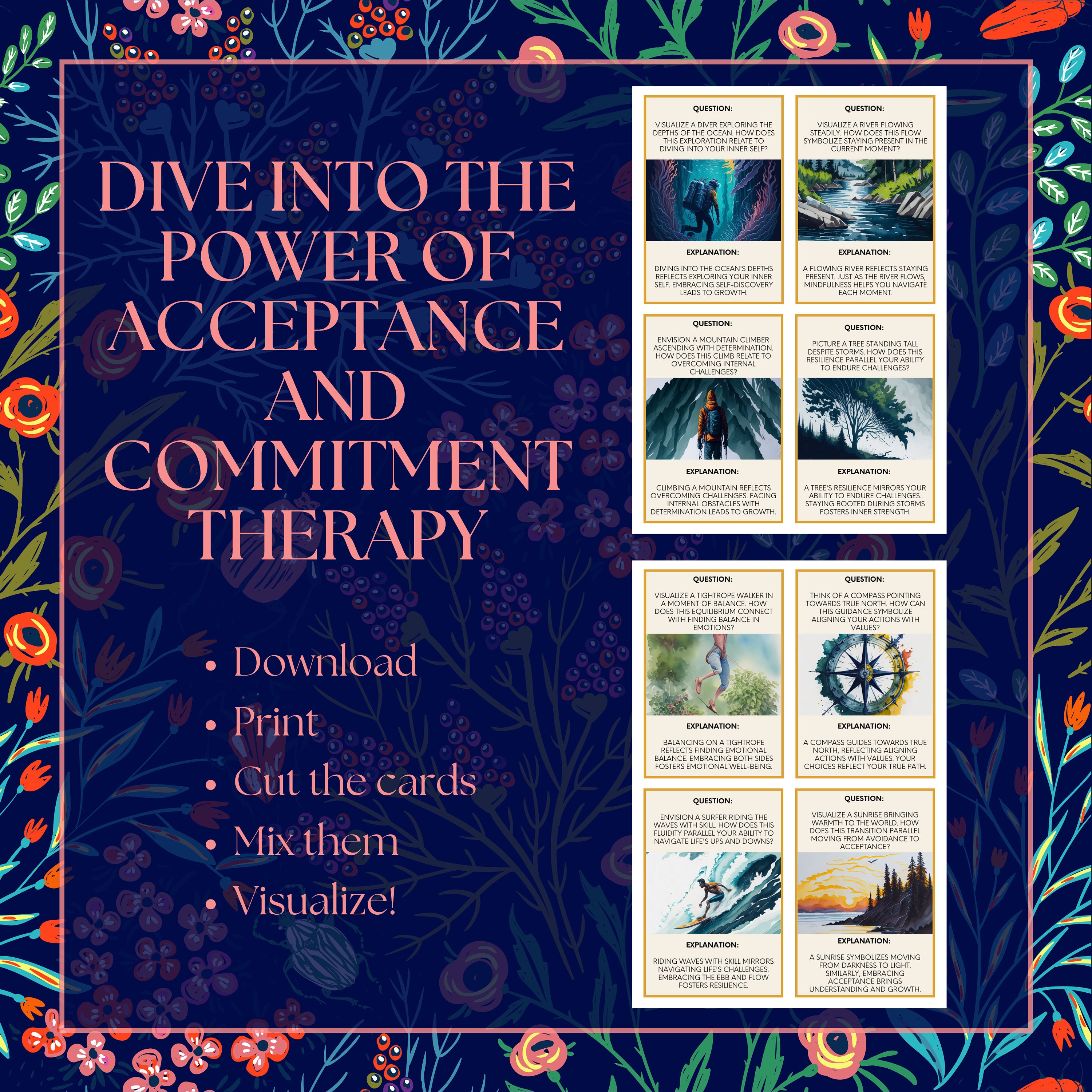 Acceptance and Commitment Therapy Metaphor Flashcards Cognitive ...