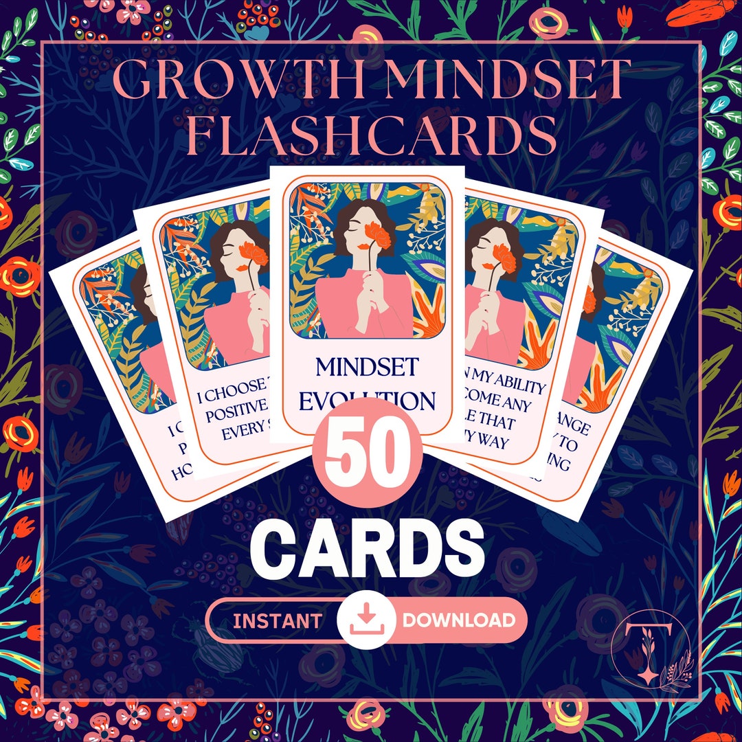 Growth Mindset Printable Flashcards Develop Positive Thinking Habits ...