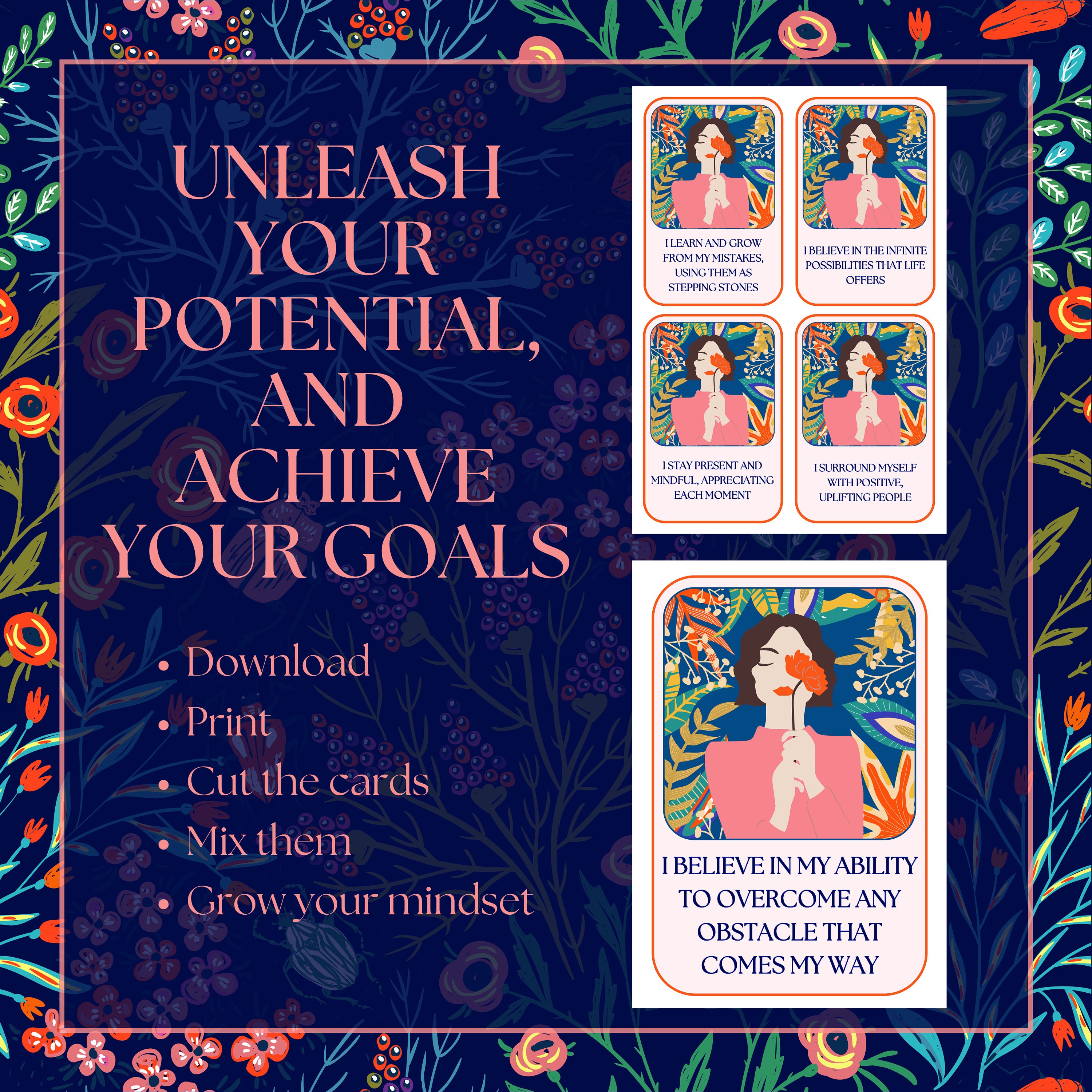 Growth Mindset Printable Flashcards Develop Positive Thinking Habits ...